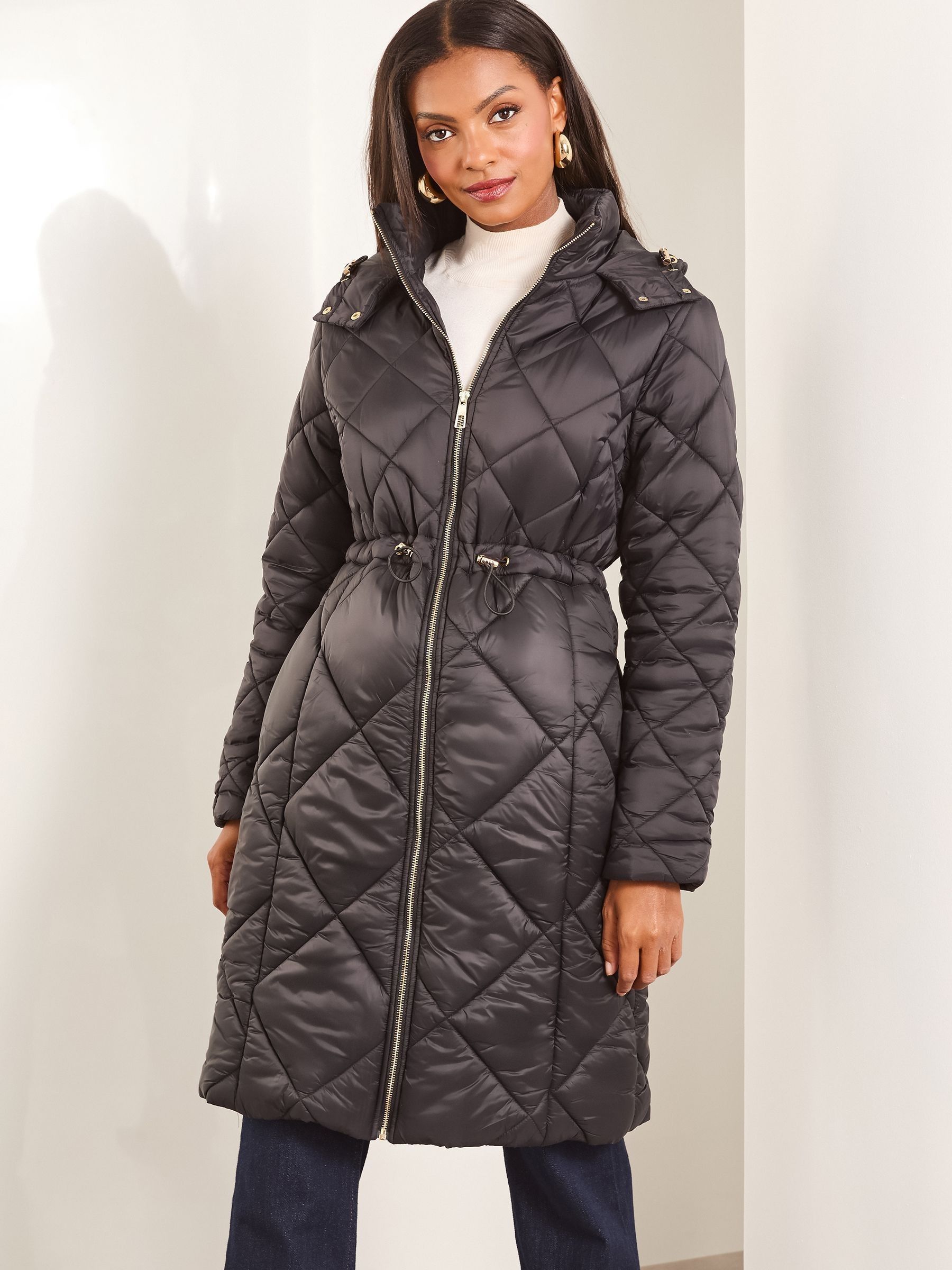 Buy Lipsy Black Shower Resistant Quilted Padded Coat from the Next UK ...