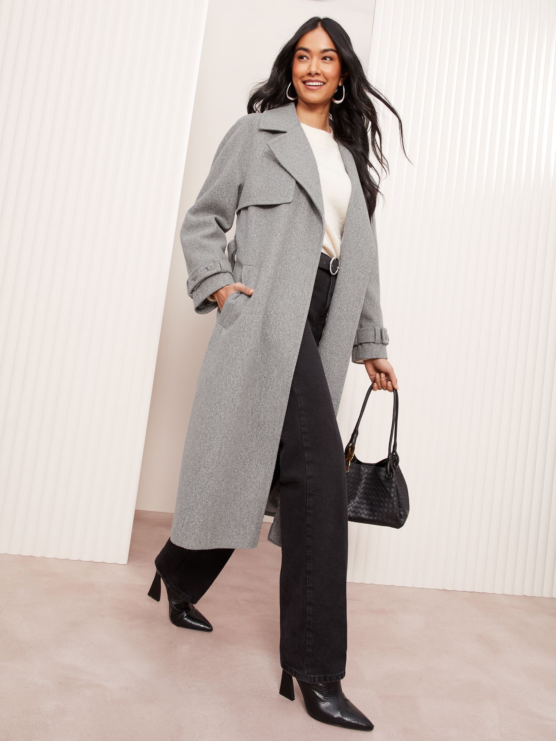Buy Friends Like These Grey Petite Belted Wrap Coat from the Next UK ...