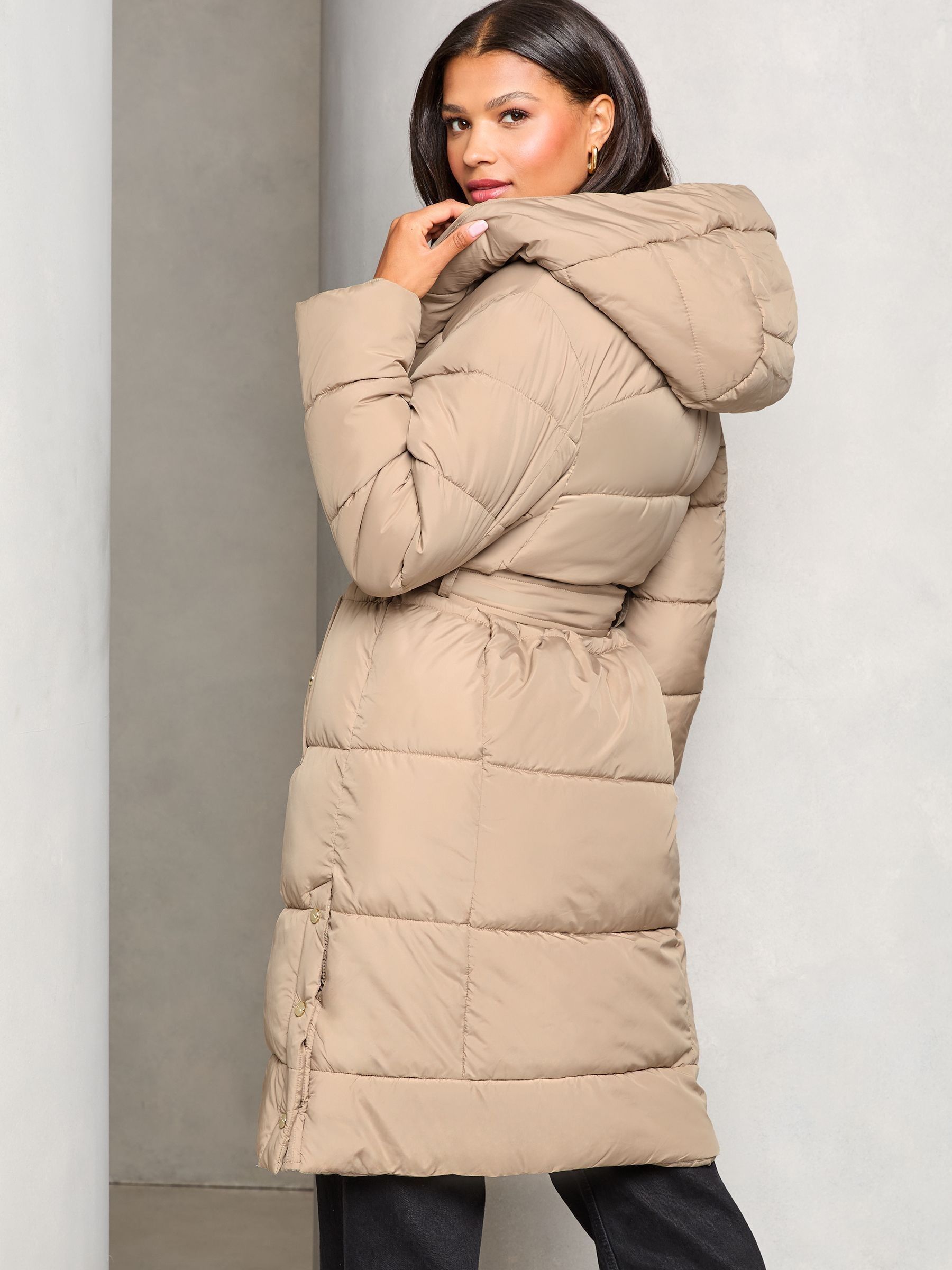 Buy Lipsy Beige Shower Resistant Belted Padded Coat from the Next UK ...