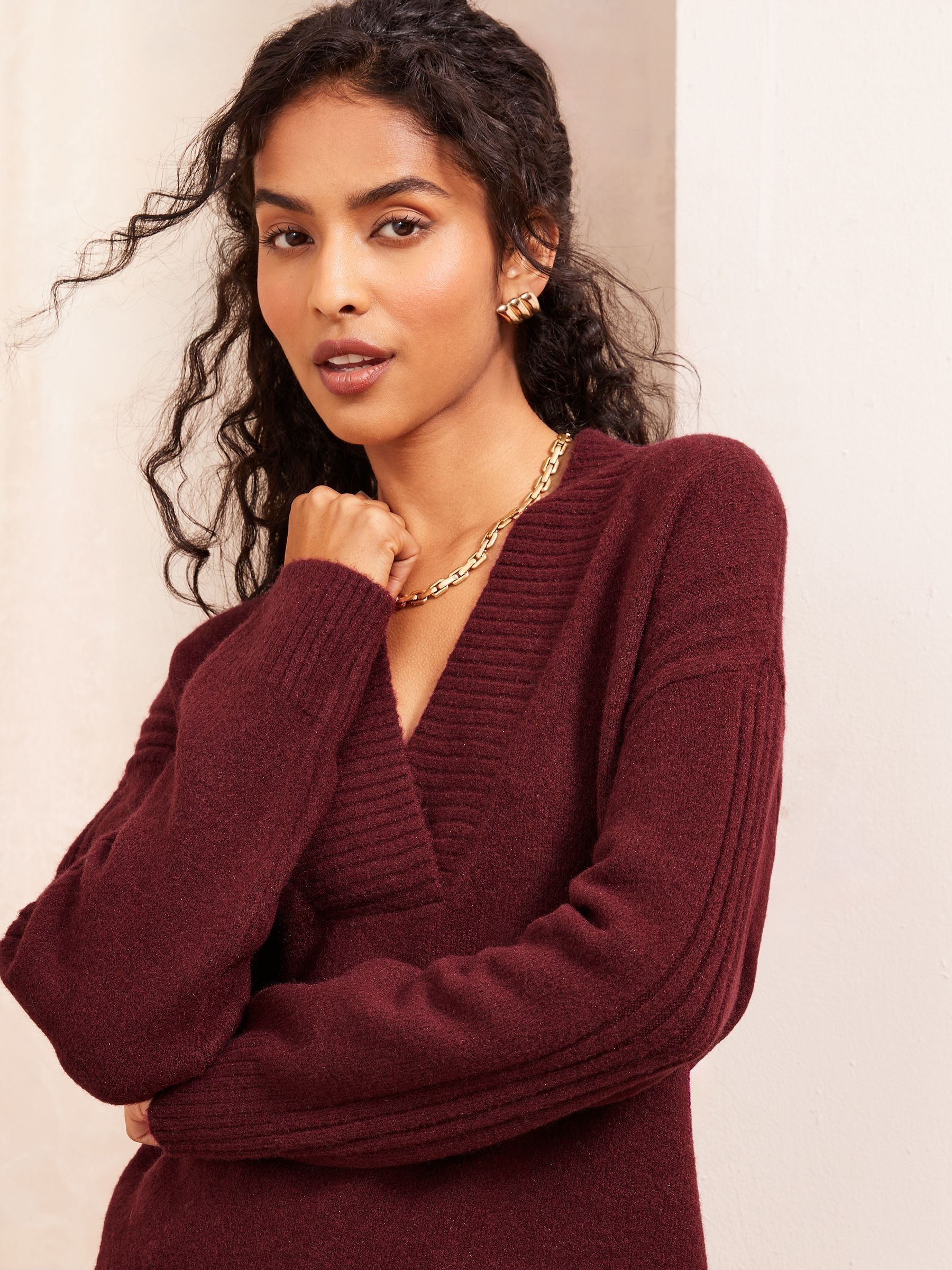 Buy Friends Like These Red Deep V-Neck Longline Jumper from the Next UK ...