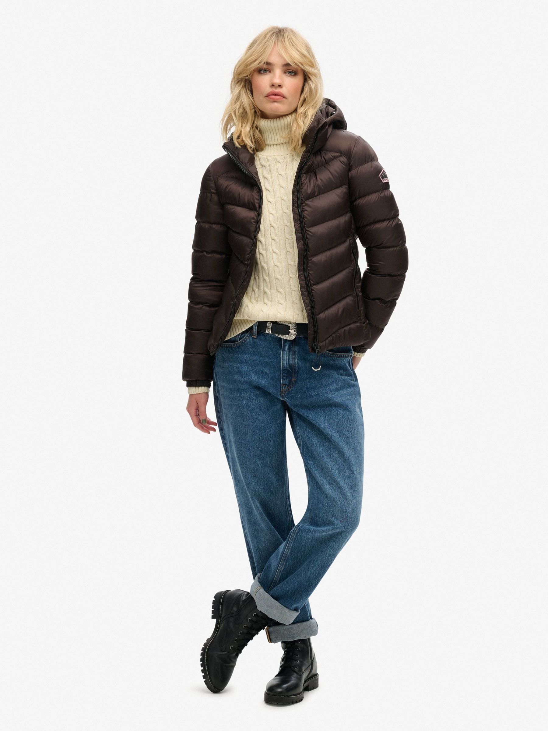 Buy Superdry Brown Hooded Fuji Padded Jacket from the Next UK online shop