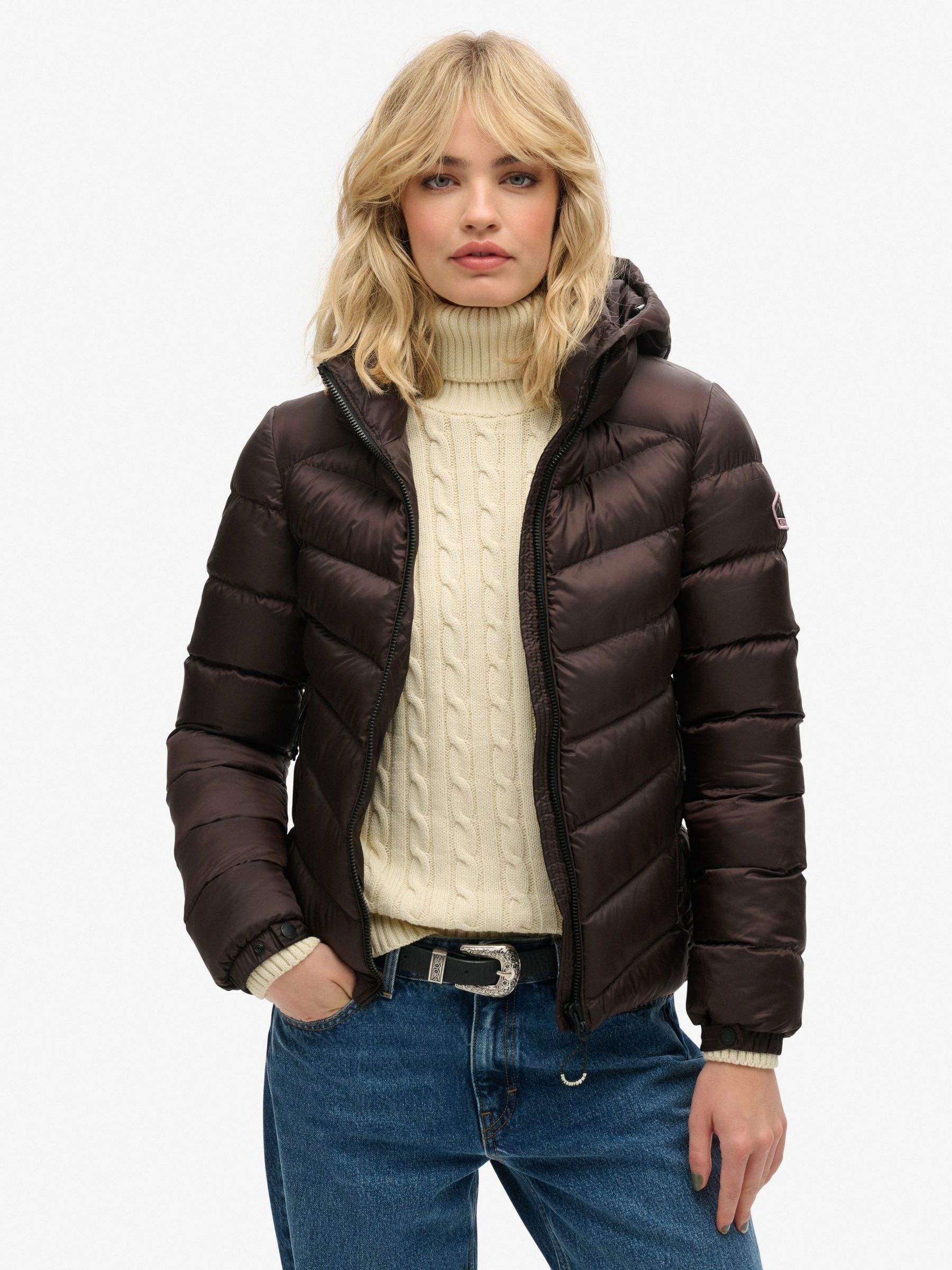 Buy Superdry Brown Hooded Fuji Padded Jacket from the Next UK online shop