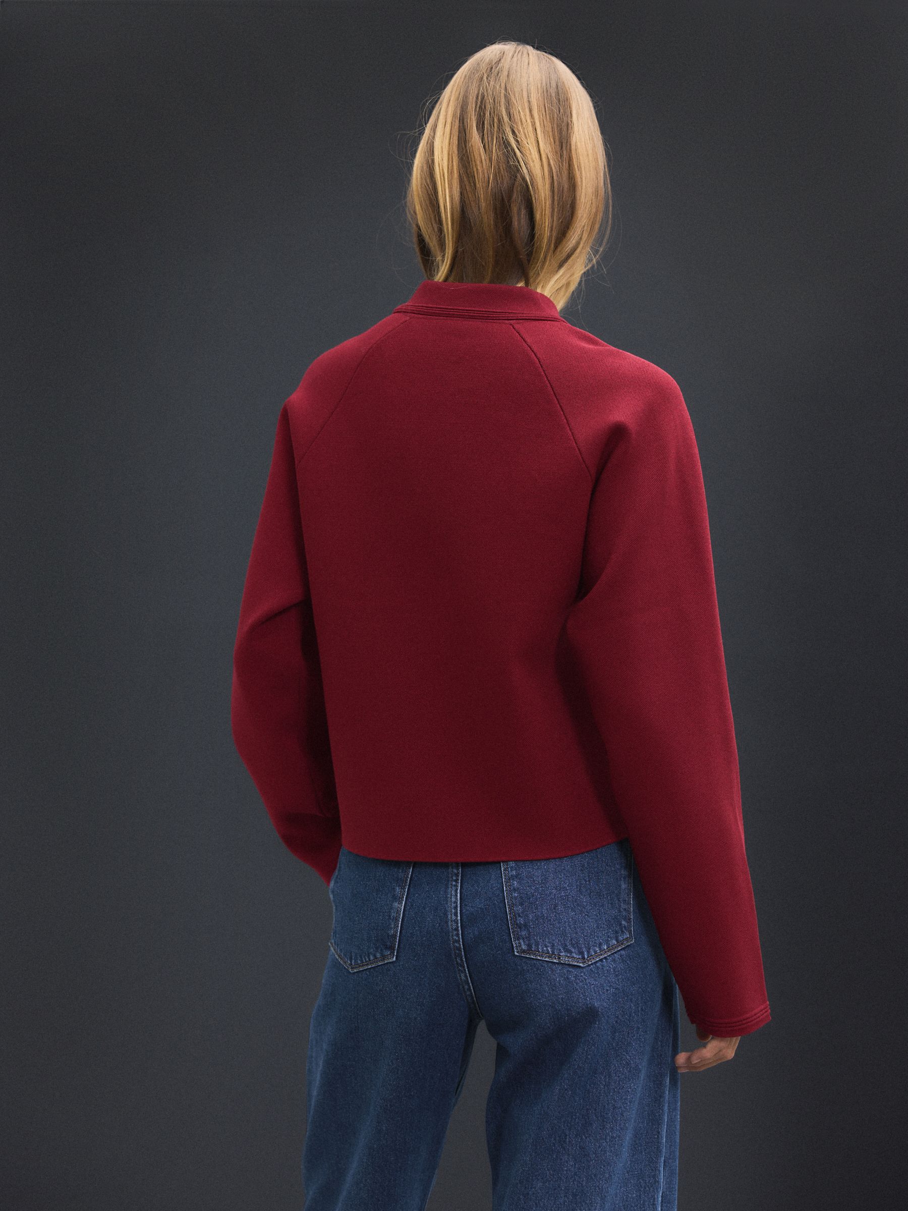 Buy Burgundy Red Smart Zip Through Knitted Collar Jacket from Next Israel