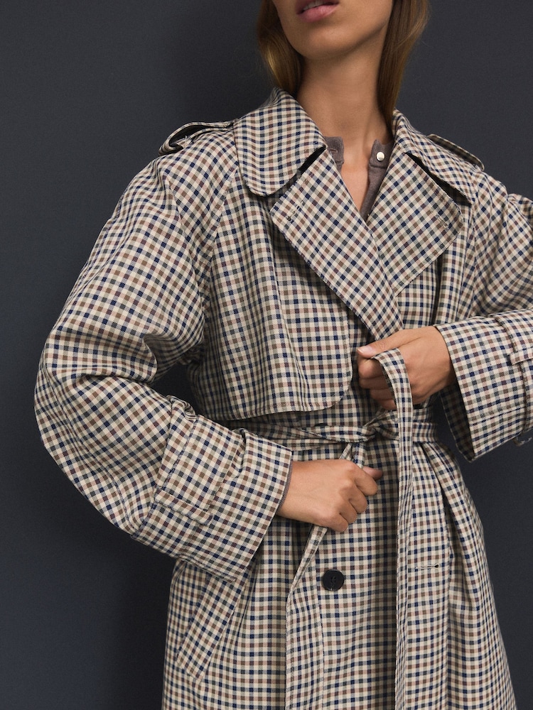 Buy Neutral Check Trench Coat from Next Australia