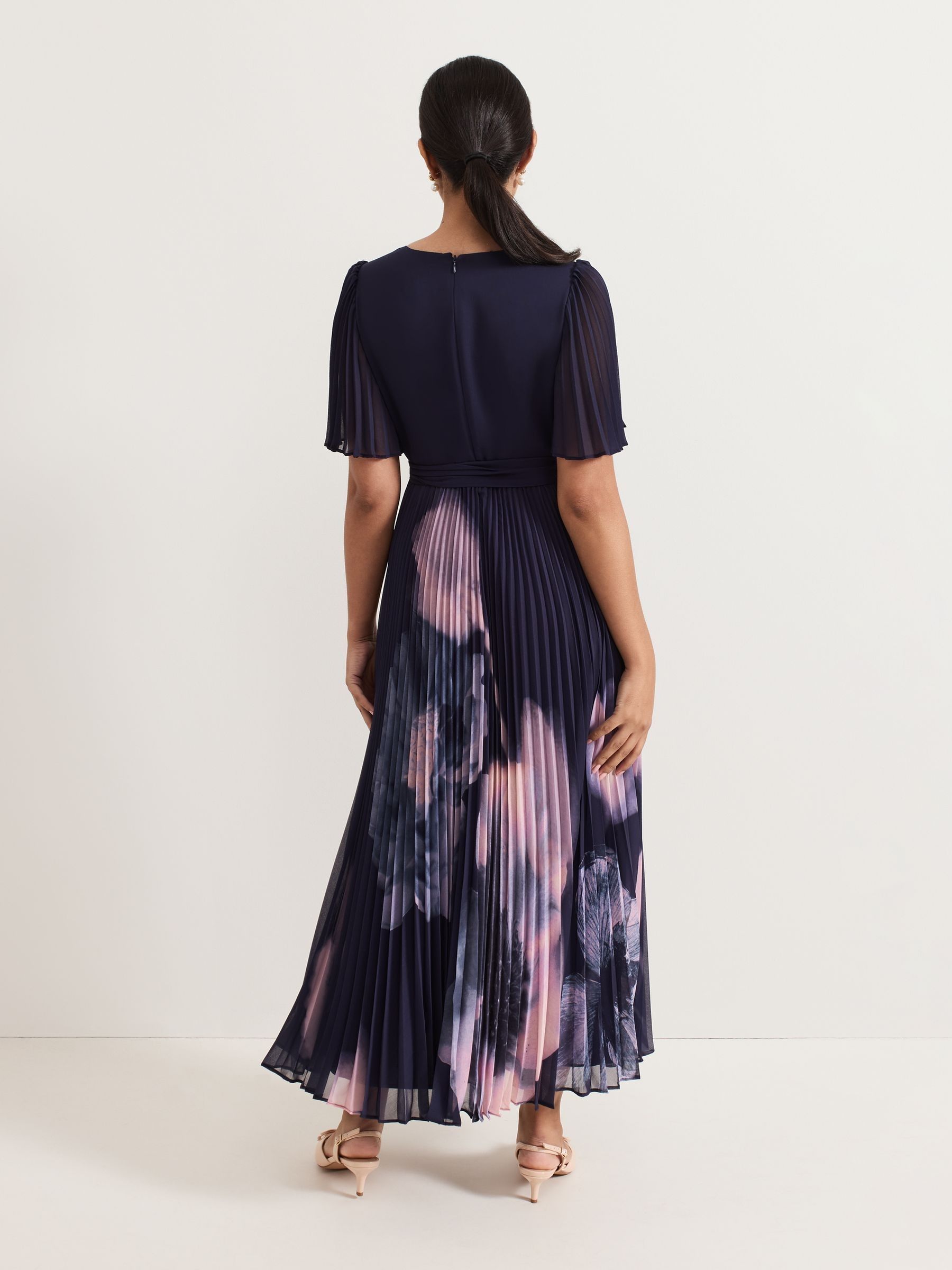 Buy Phase Eight Blue Petite Abigail Printed Pleat Maxi Dress from the ...
