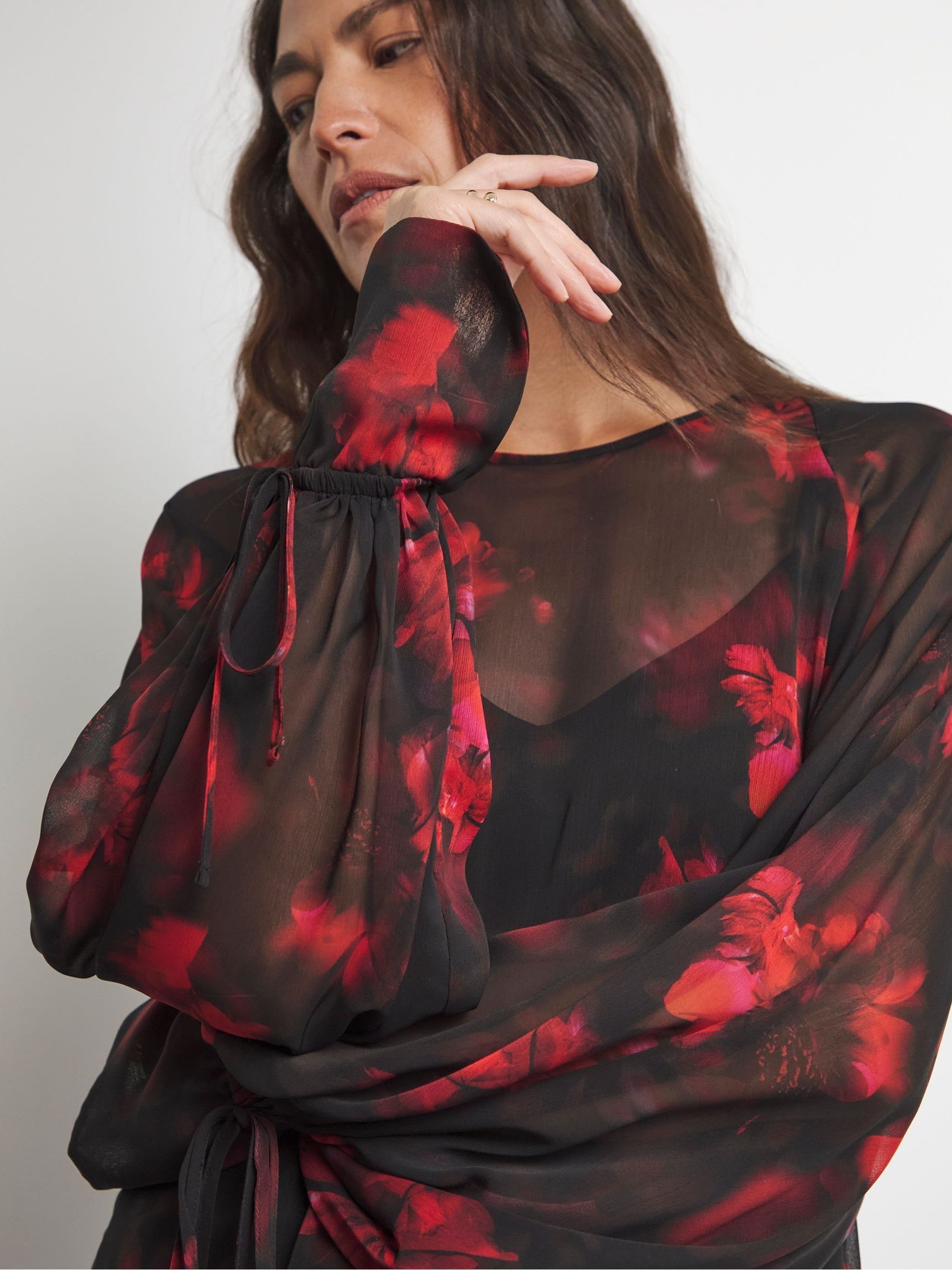 Buy Tie Sleeve Sheer Floaty Blouse from the Next UK online shop