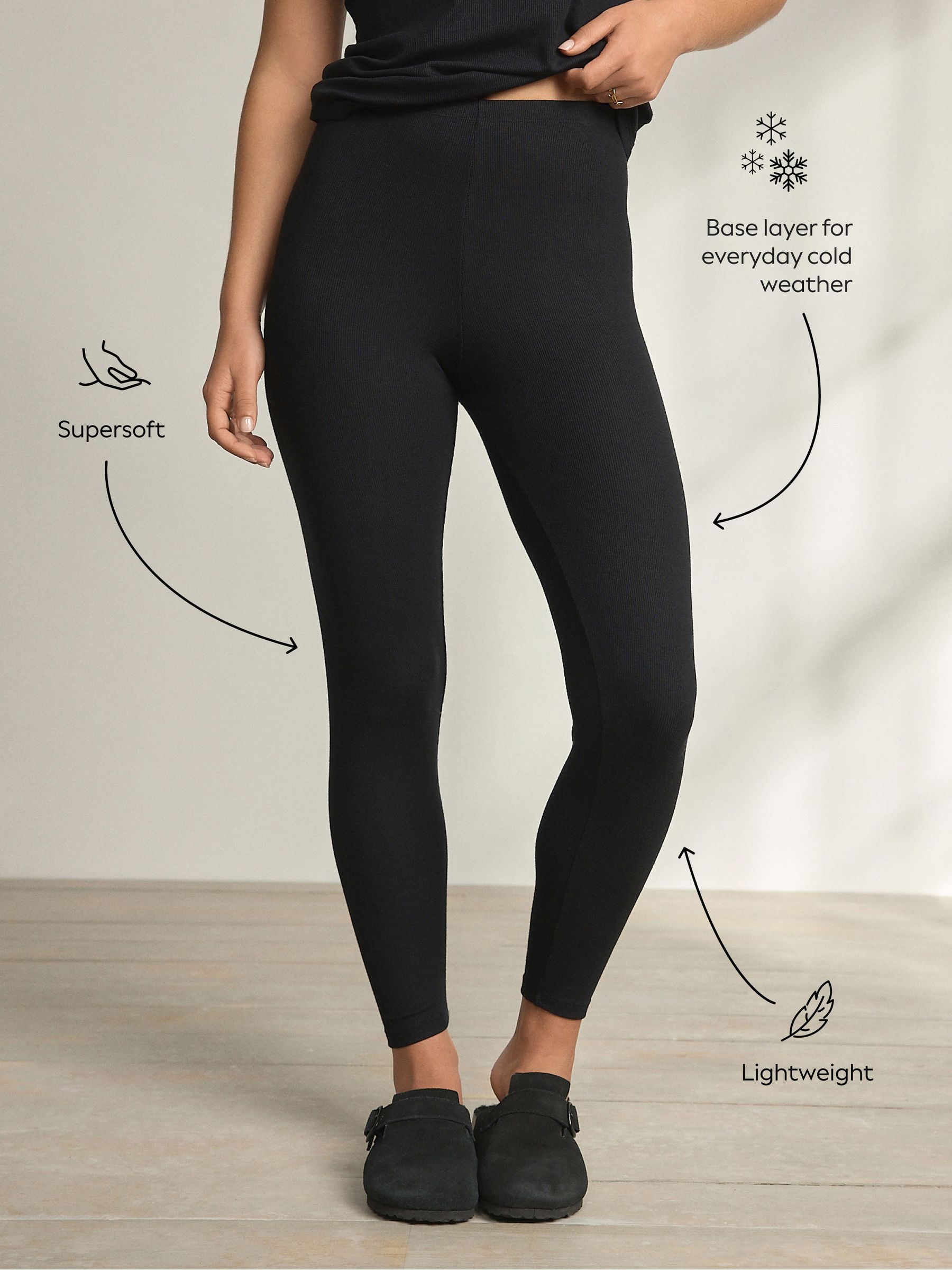 Buy Black Thermal Base Layer Leggings from Next Israel