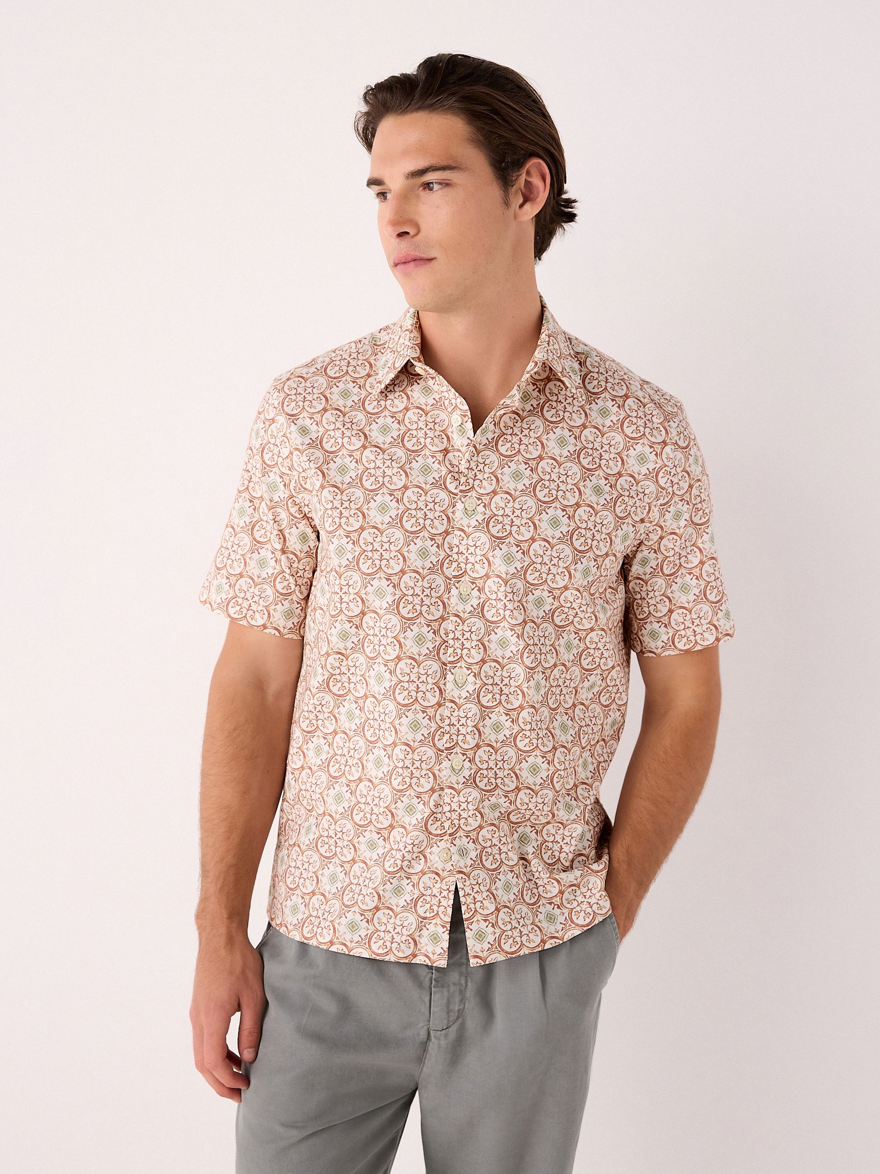 Buy Rust Brown Tile Regular Fit Short Sleeve Shirt from Next Bahrain
