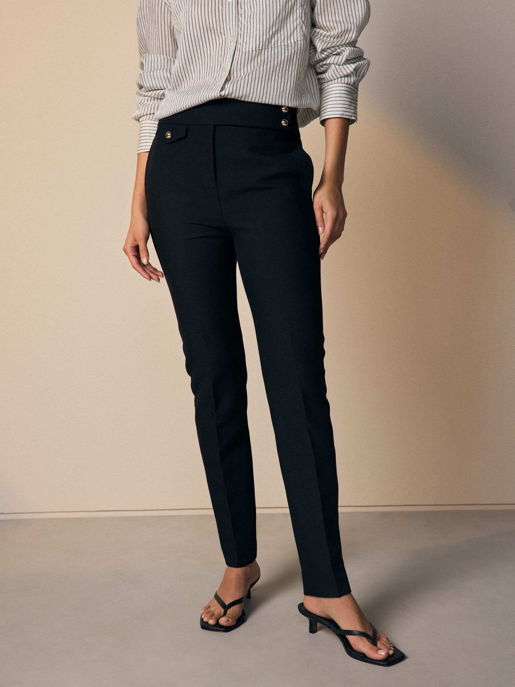 Buy Black Button Detail Skinny Tailored Trousers from the Next UK ...