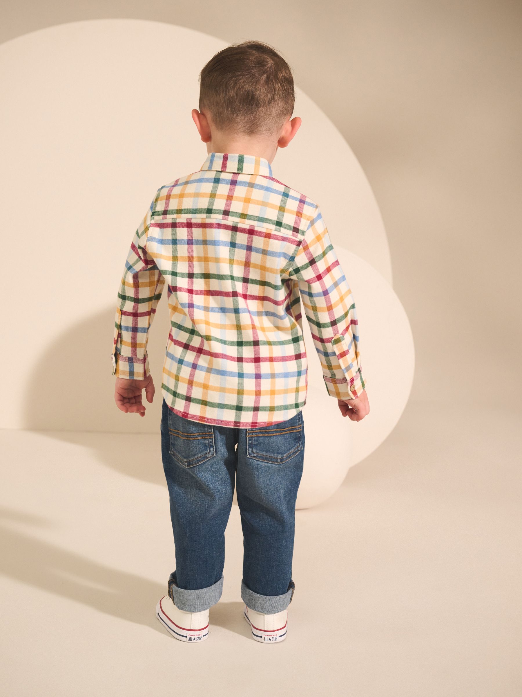 Buy Ecru Bright Gingham Check Long Sleeve Character Shirt (3mths-7yrs ...