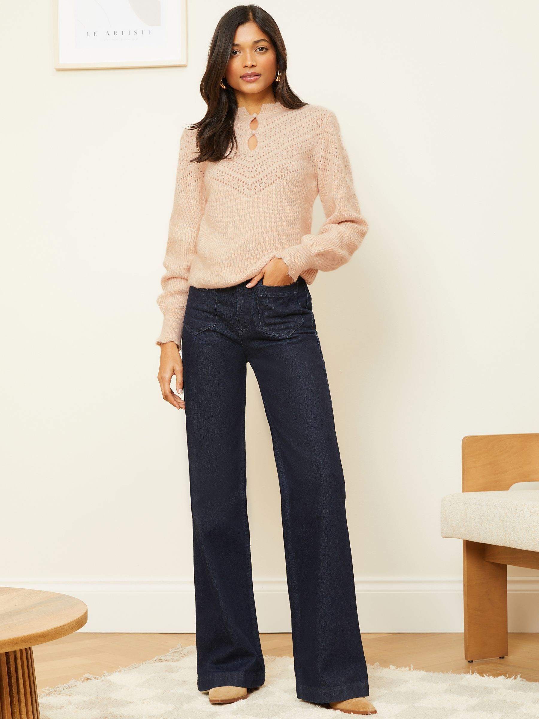 Buy Love & Roses Blush Pink Cosy Stitch Detail Knit Jumper from the ...