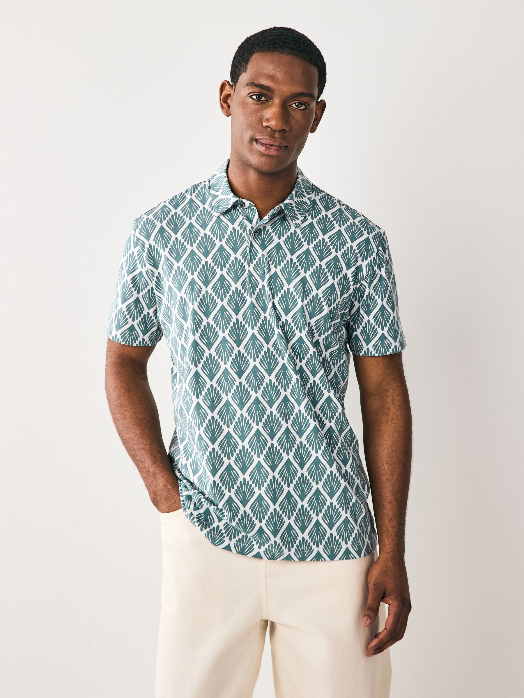 Buy Dusky Stamp Pattern Regular Fit Short Sleeve Jersey Polo Shirts 3 ...