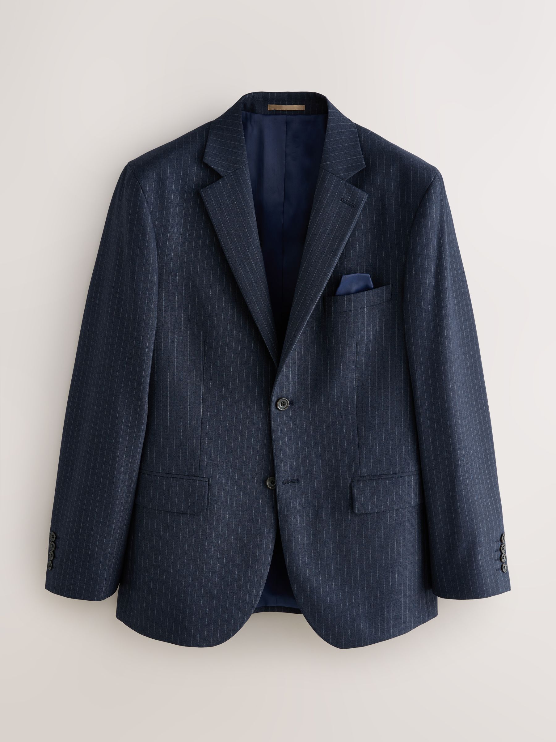 Buy Navy Blue Muscle Fit Motionflex Stretch Stripe Suit Jacket from the ...