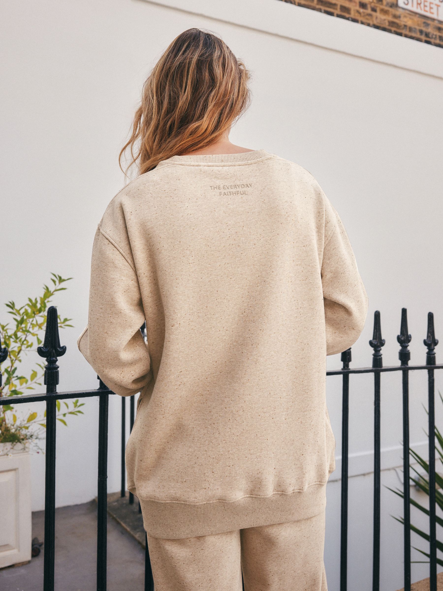 Buy Neutral Neppy Relaxed Fit Essentials Longline Sweatshirt with ...