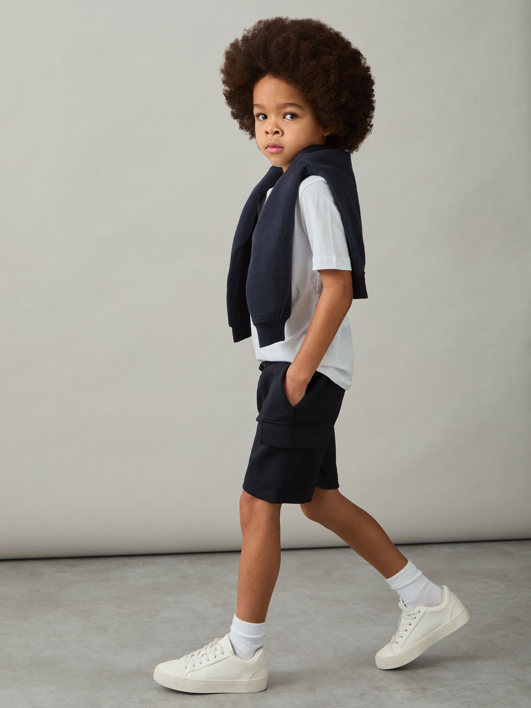 Buy Reiss Navy Oliver 9-13 yrs Premium Interlock-Jersey Cargo Shorts from Next Canada