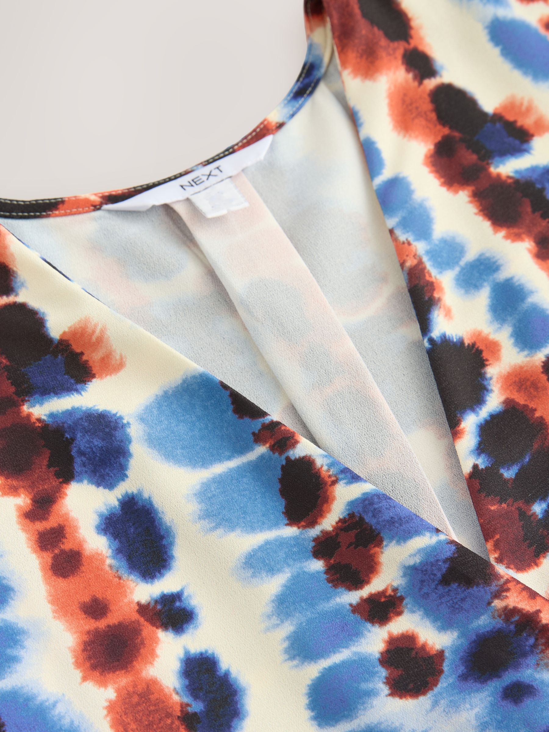 Buy Blue/Orange Tie Dye Print Relaxed Fit Short Sleeve Overhead V-Neck ...