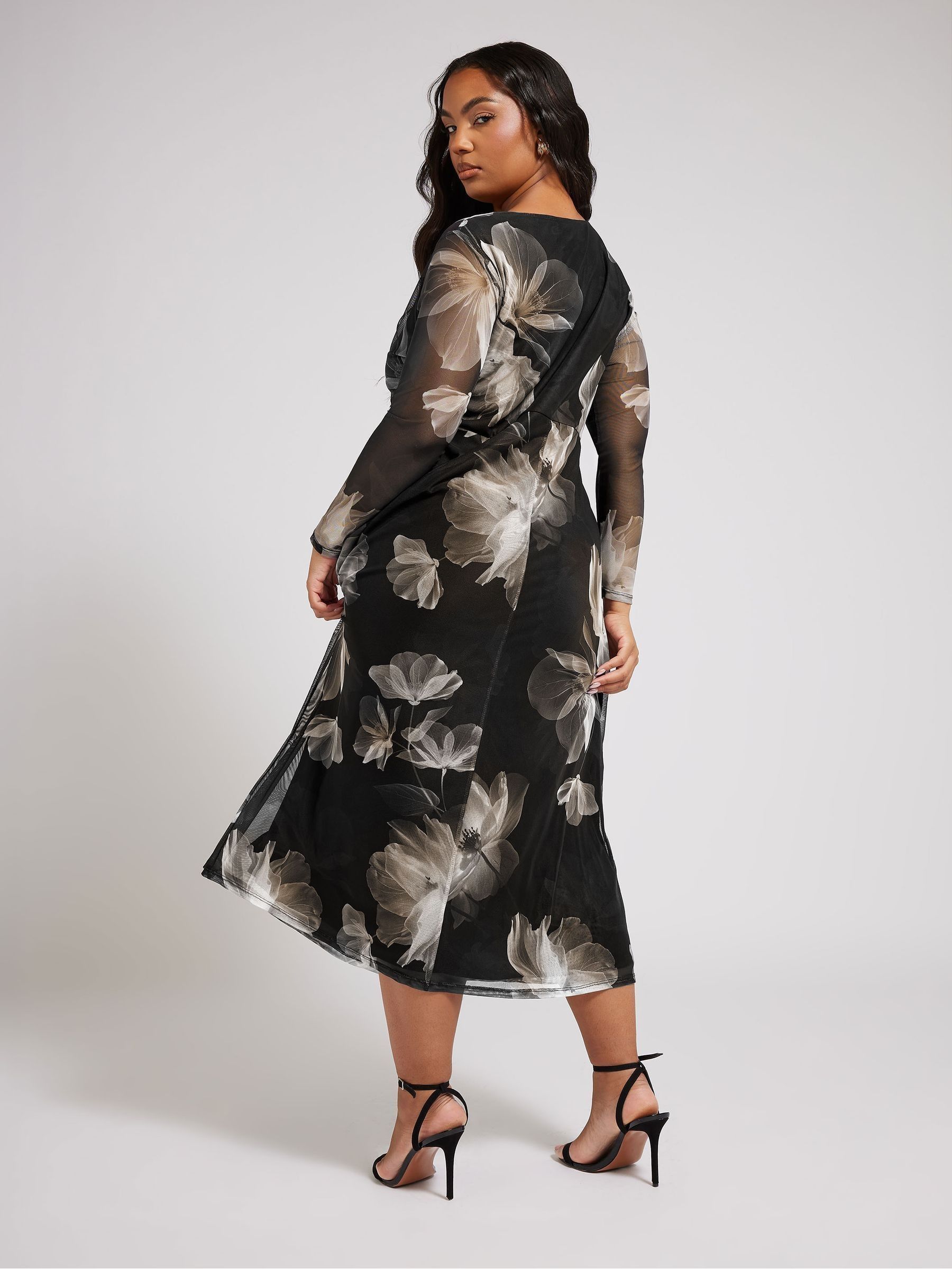 Buy Yours Curve Natural London Twist Front Mesh Maxi Dress from the ...