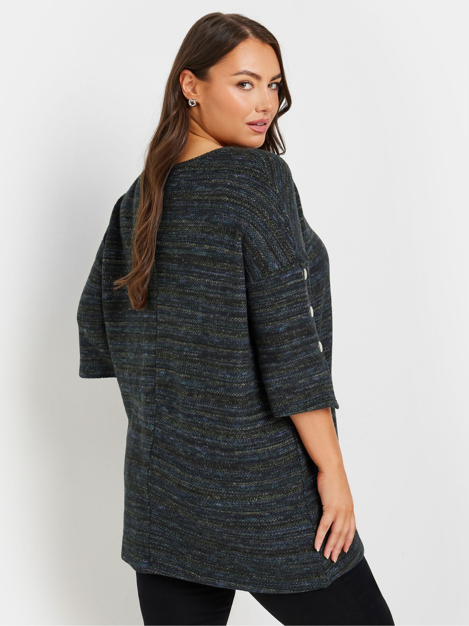 Buy Yours Curve Black Marl Button Sleeve Soft Touch Top from Next New ...