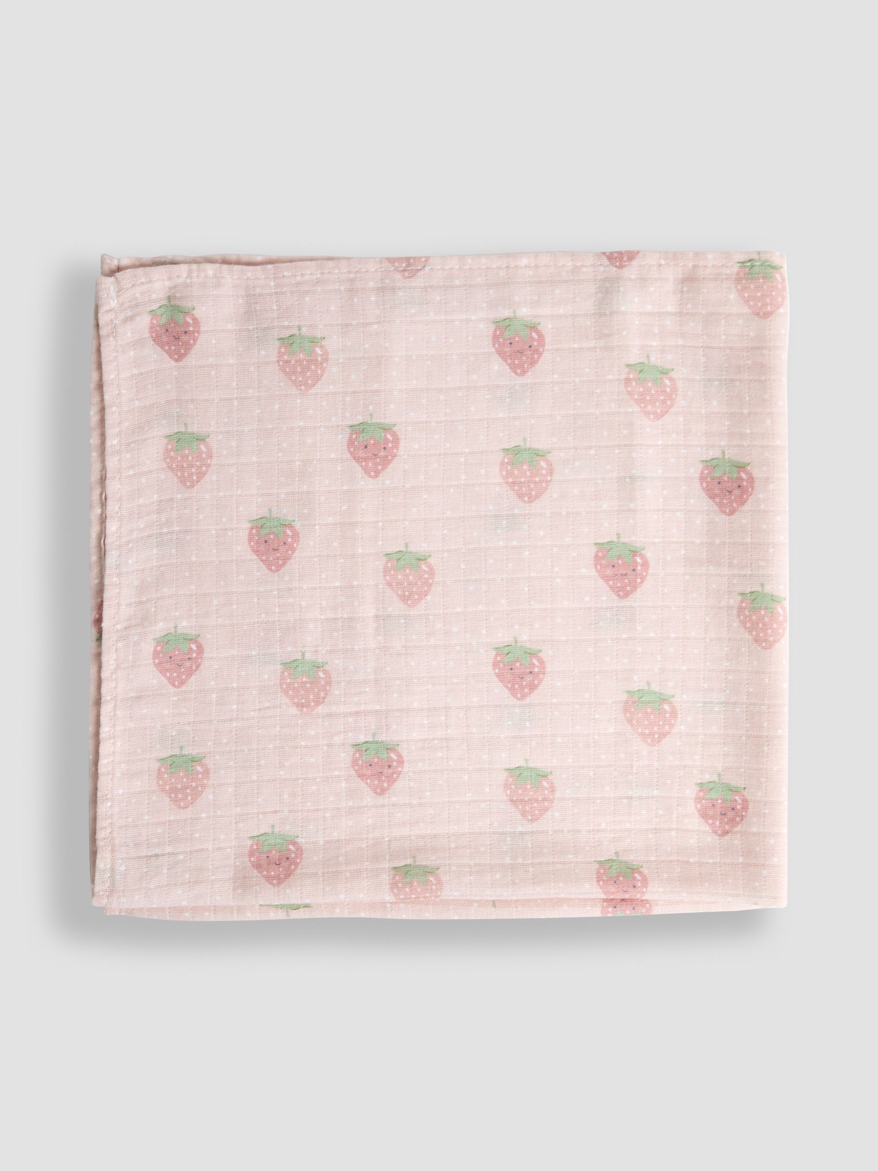 Buy JoJo Maman Bébé Pink Strawberry & Cherries 3-Pack Muslins from the ...