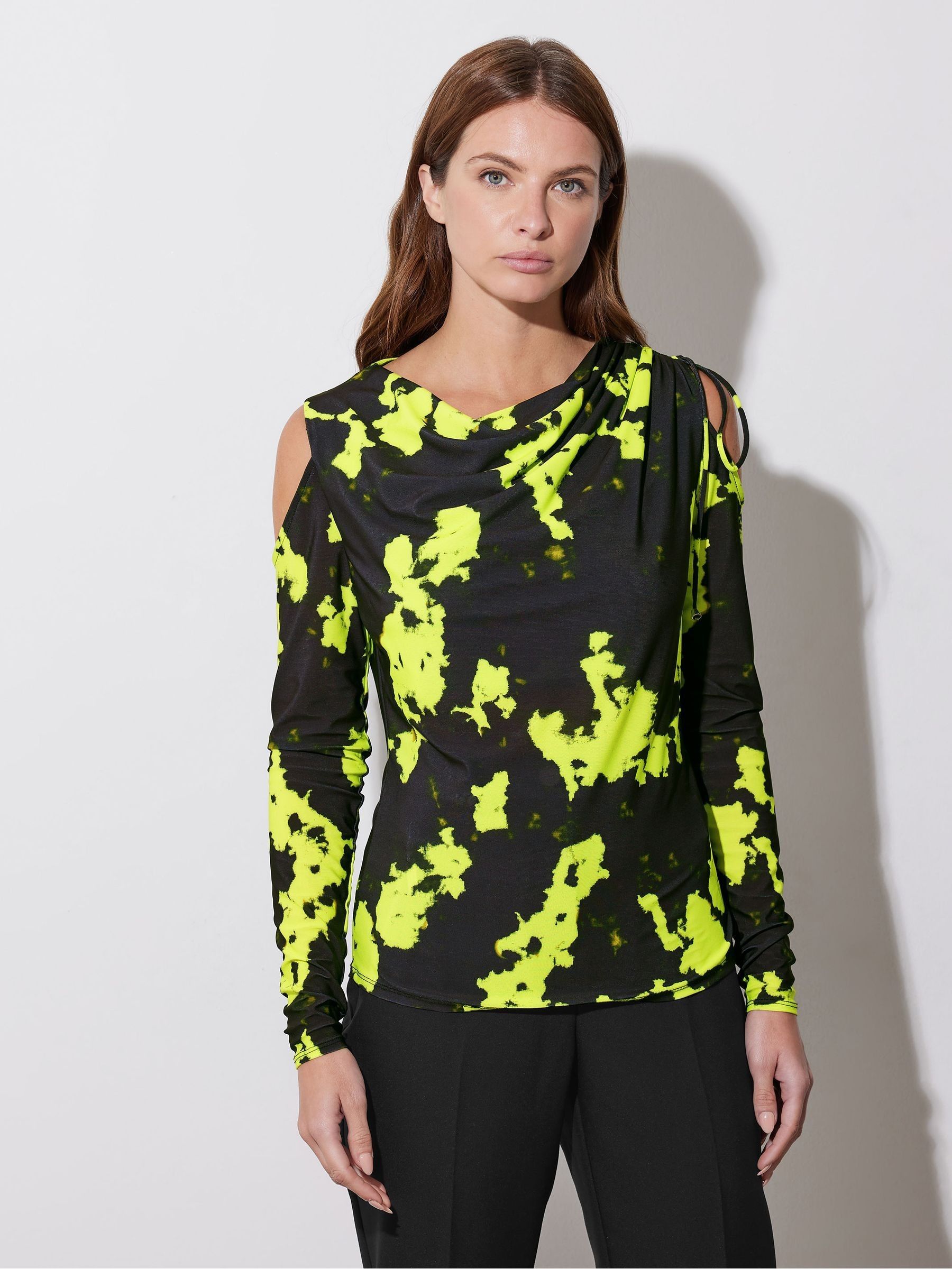 Buy Star by Julien MacDonald Green Ruched Cold Shoulder Top from the ...