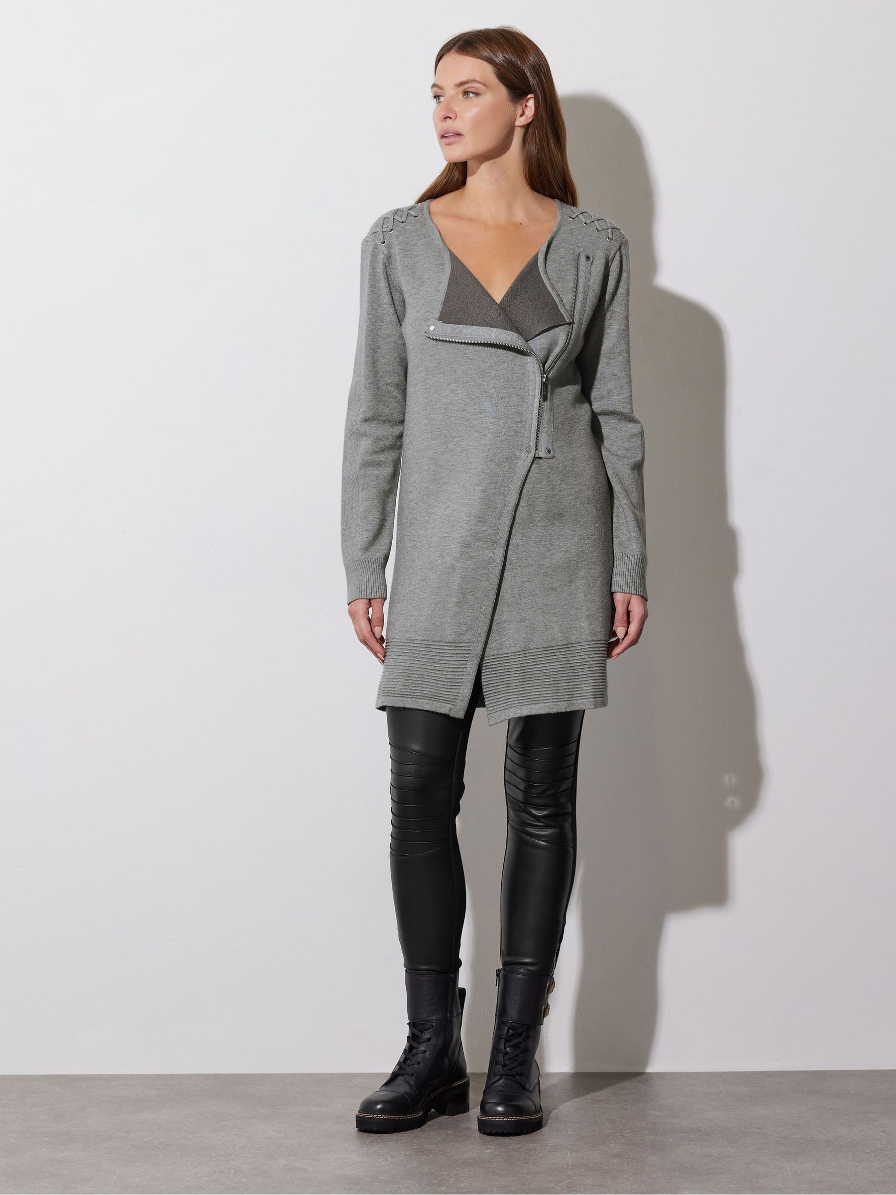 Buy Star by Julien MacDonald Grey Eyelet Zip-Up Cardigan from the Next ...