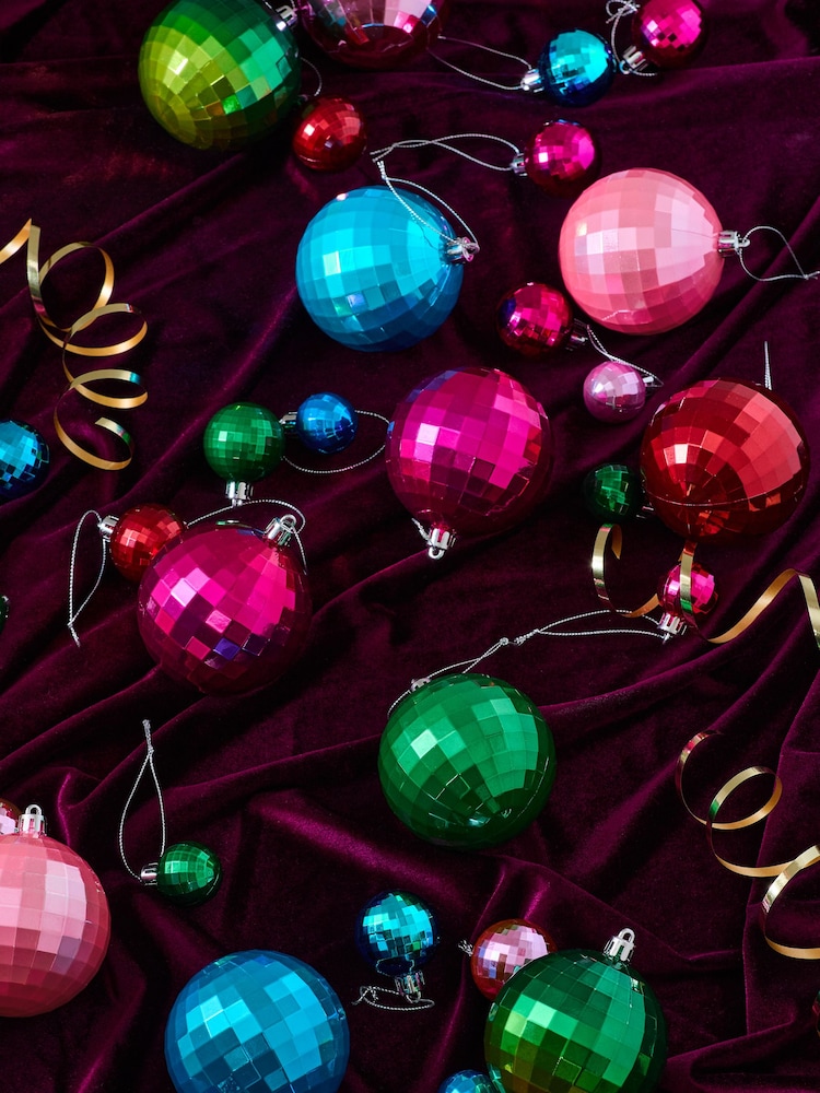 Buy 50 Pack Pink/Blue/Green Mix Shatterproof Christmas Baubles from ...