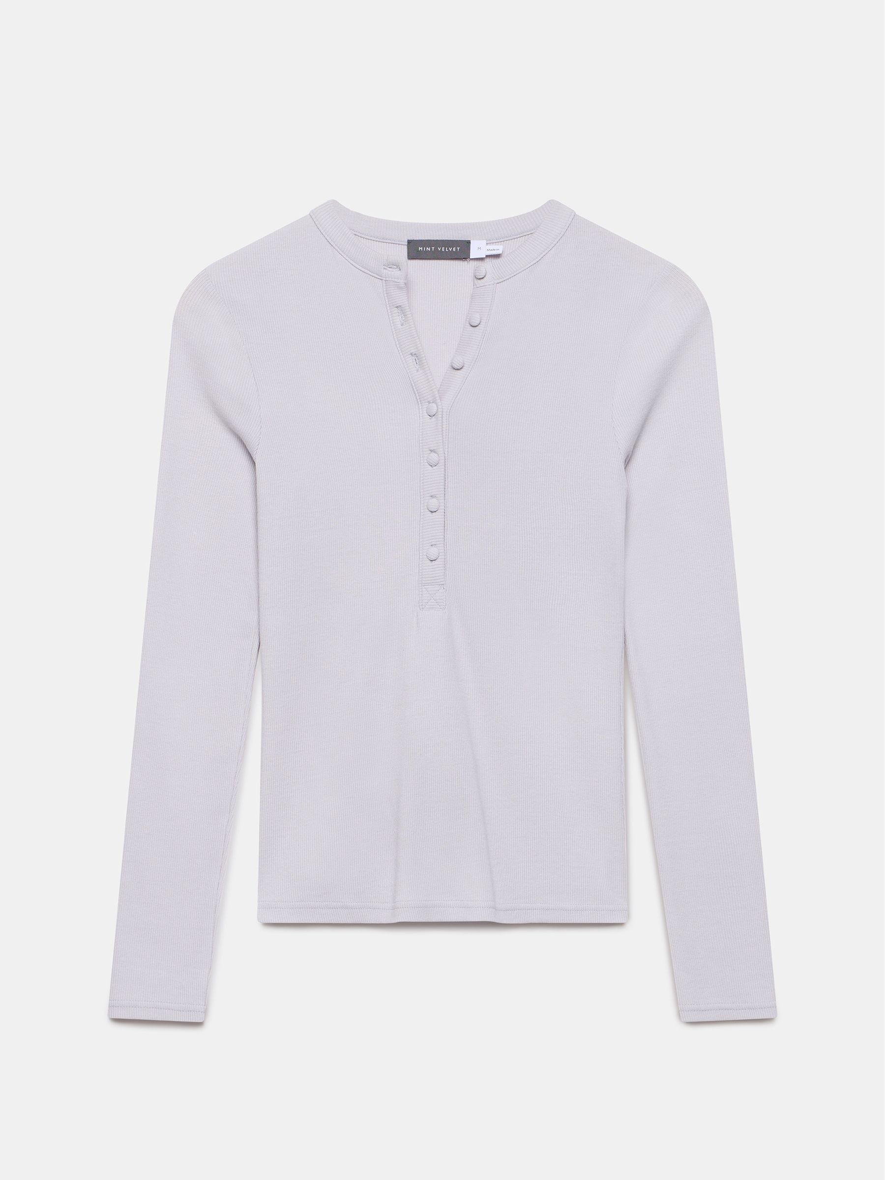 Buy Mint Velvet Grey Cotton Blend Henley Button Top from the Next UK ...