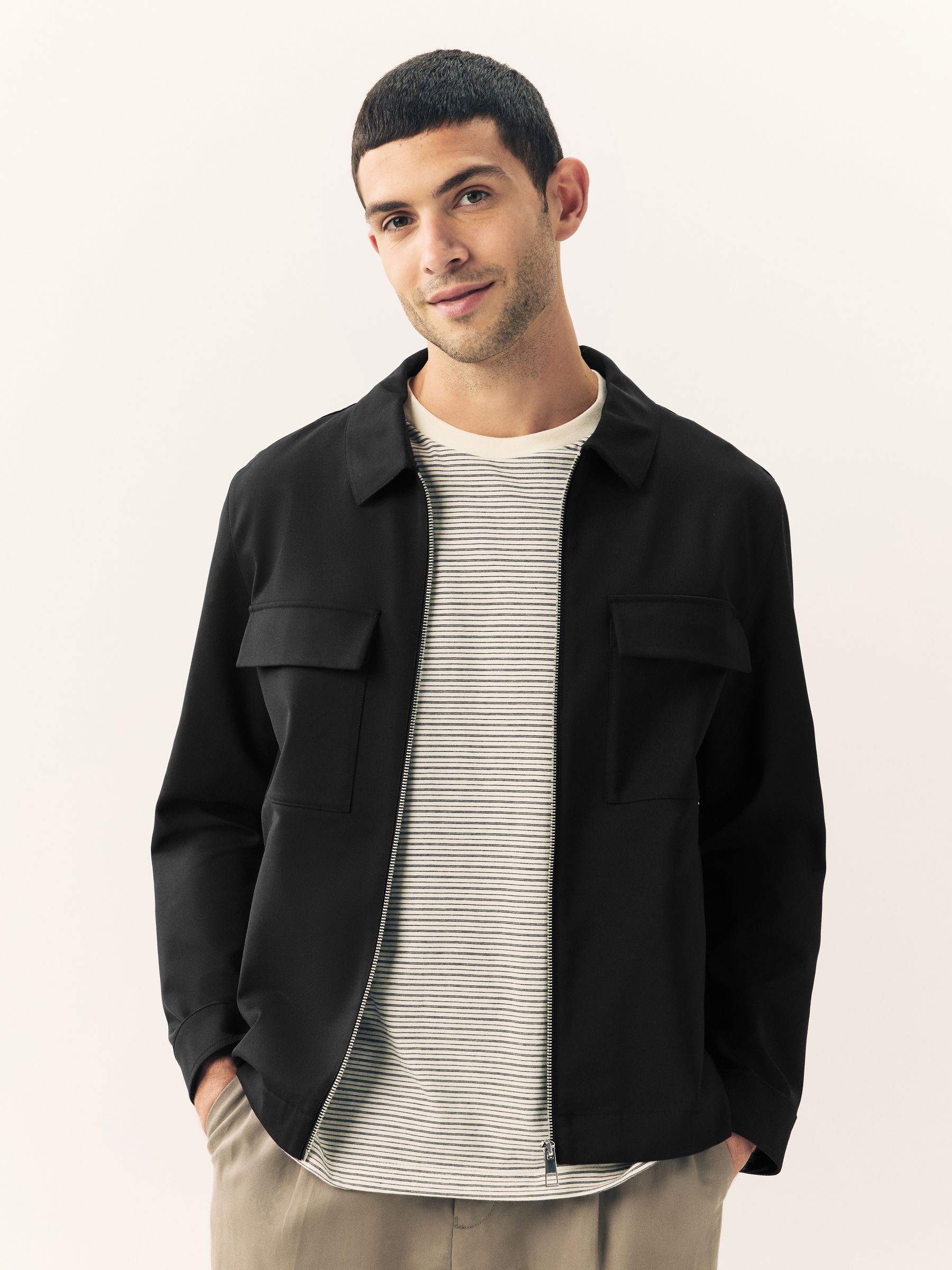Buy Black Smart Technical Shacket With Stretch from Next Mauritius