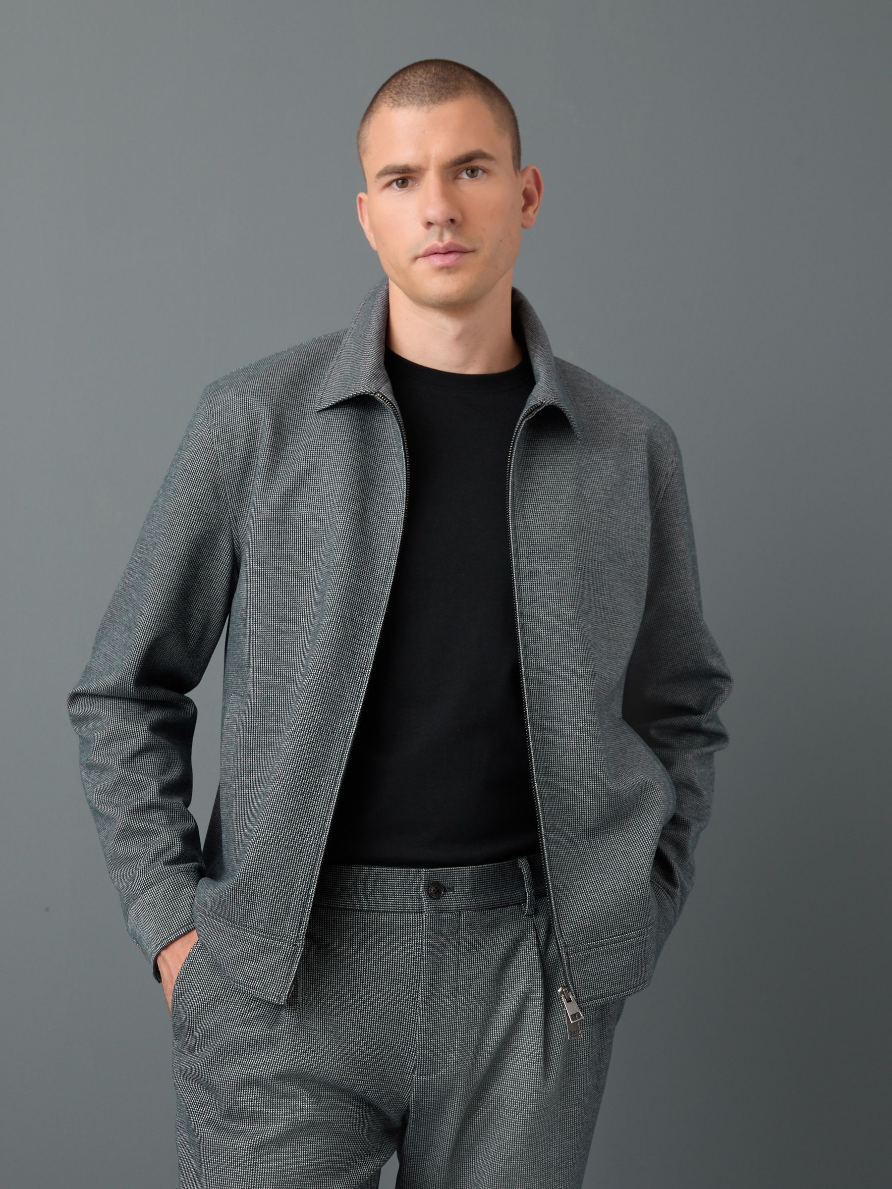 Buy Blue - Smart Textured Jersey Jacket With Stretch from Next Japan