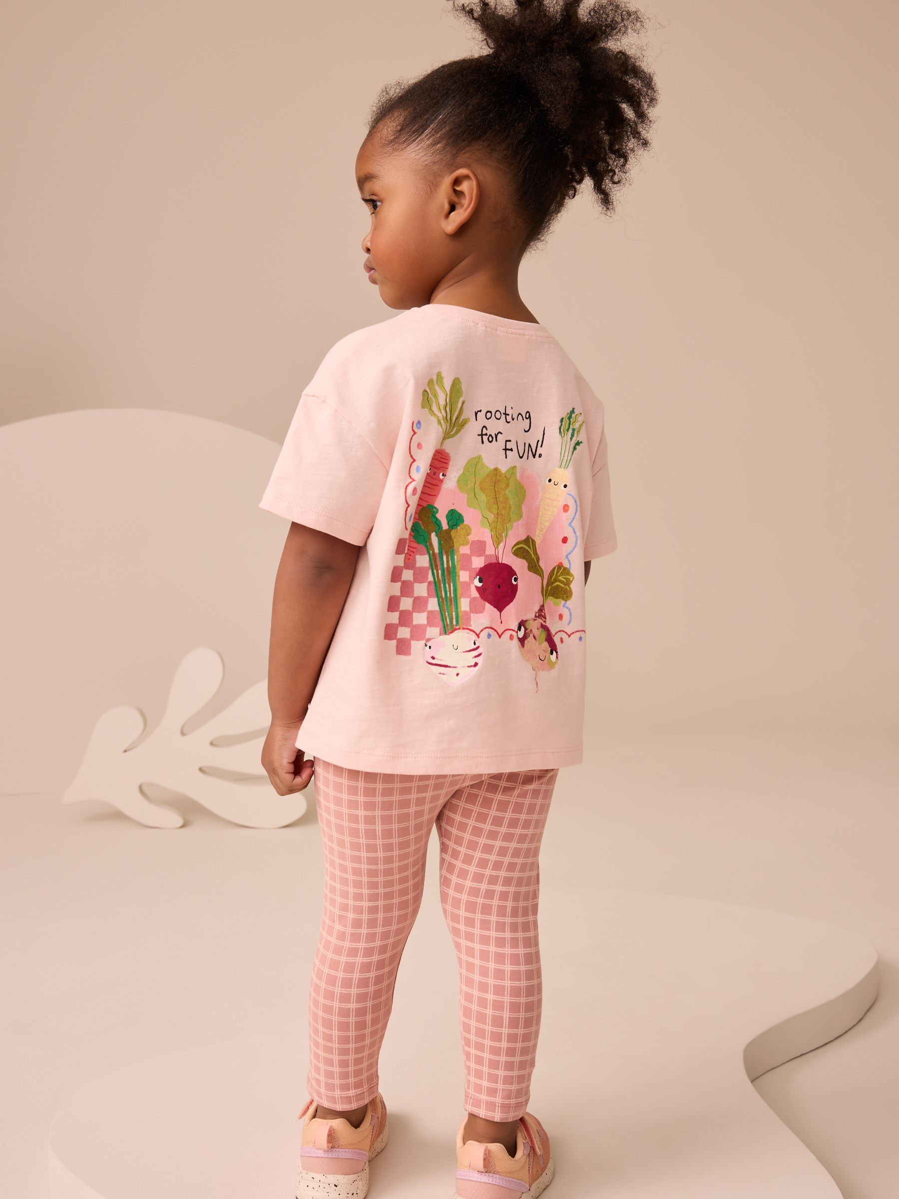 Buy Pink Padded Veggie Characters Short Sleeve T-Shirt and Leggings Set ...