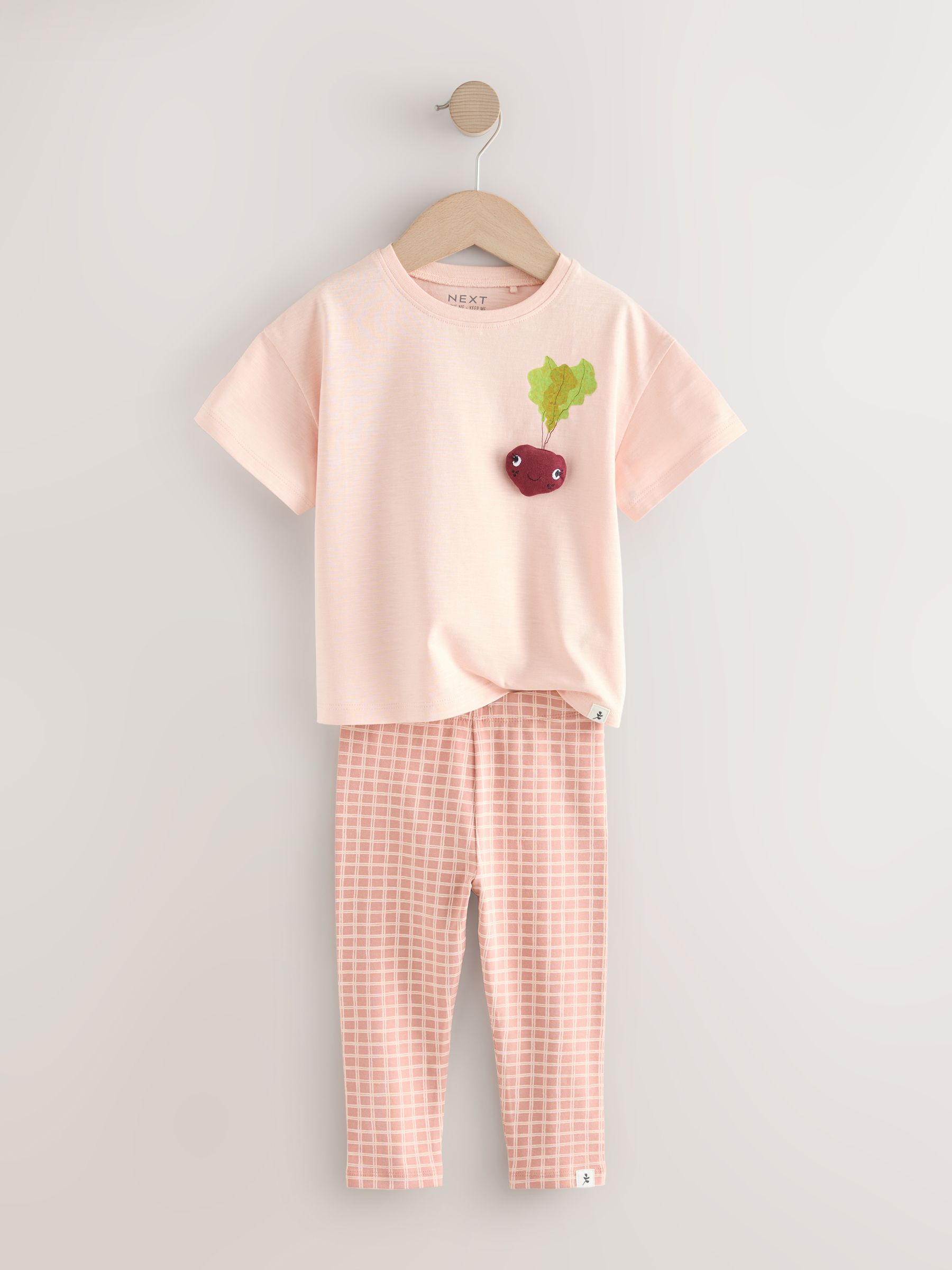 Buy Pink Padded Veggie Characters Short Sleeve T-Shirt and Leggings Set ...