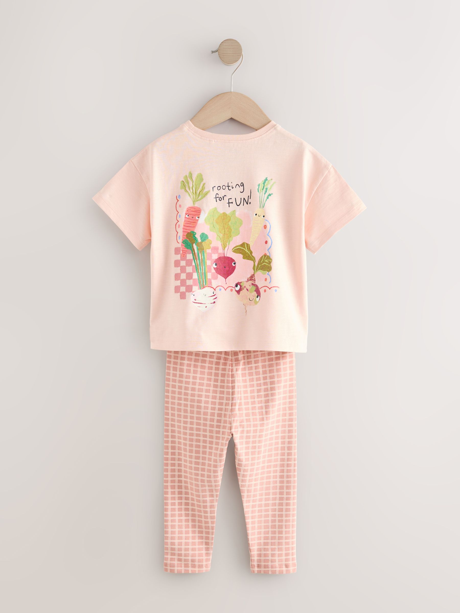 Buy Pink Padded Veggie Characters Short Sleeve T-Shirt and Leggings Set ...