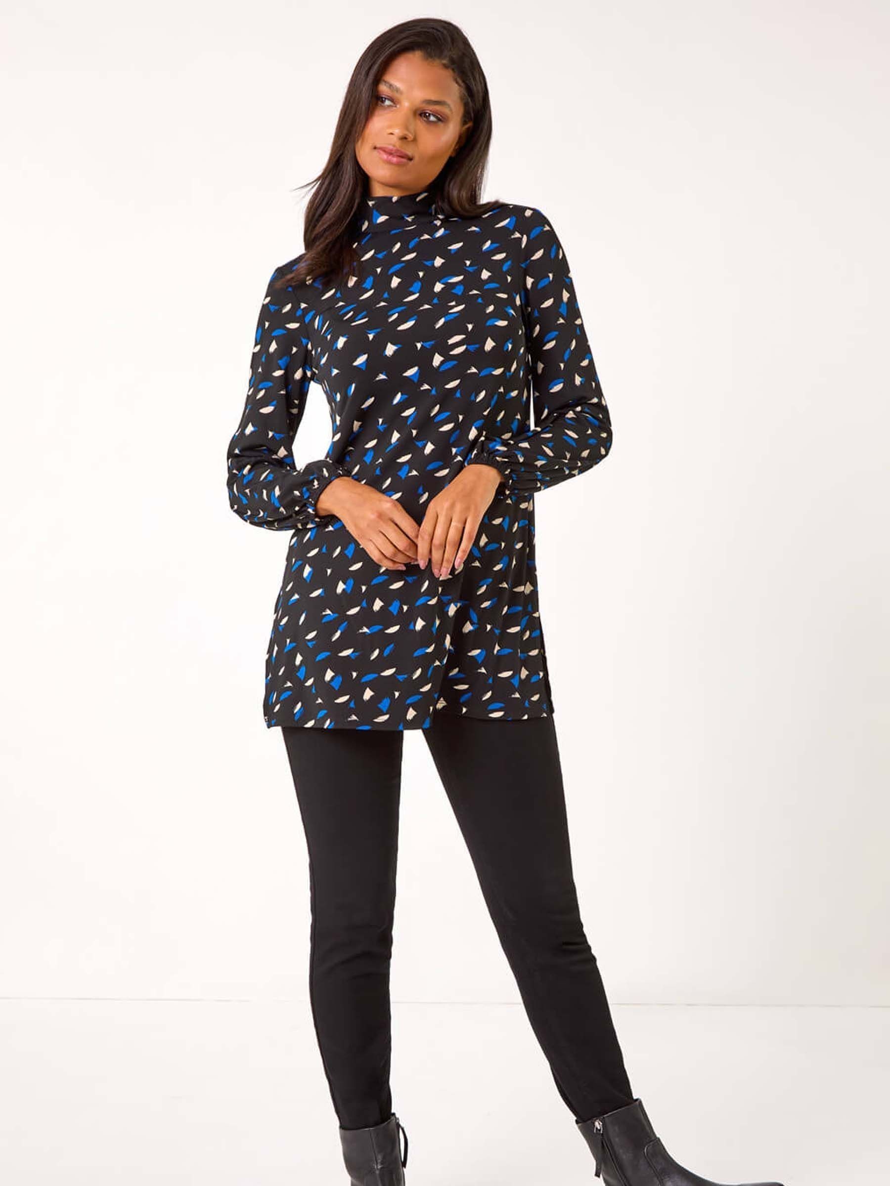 Buy Roman Blue Abstract Print High Neck Tunic Top from the Next UK ...