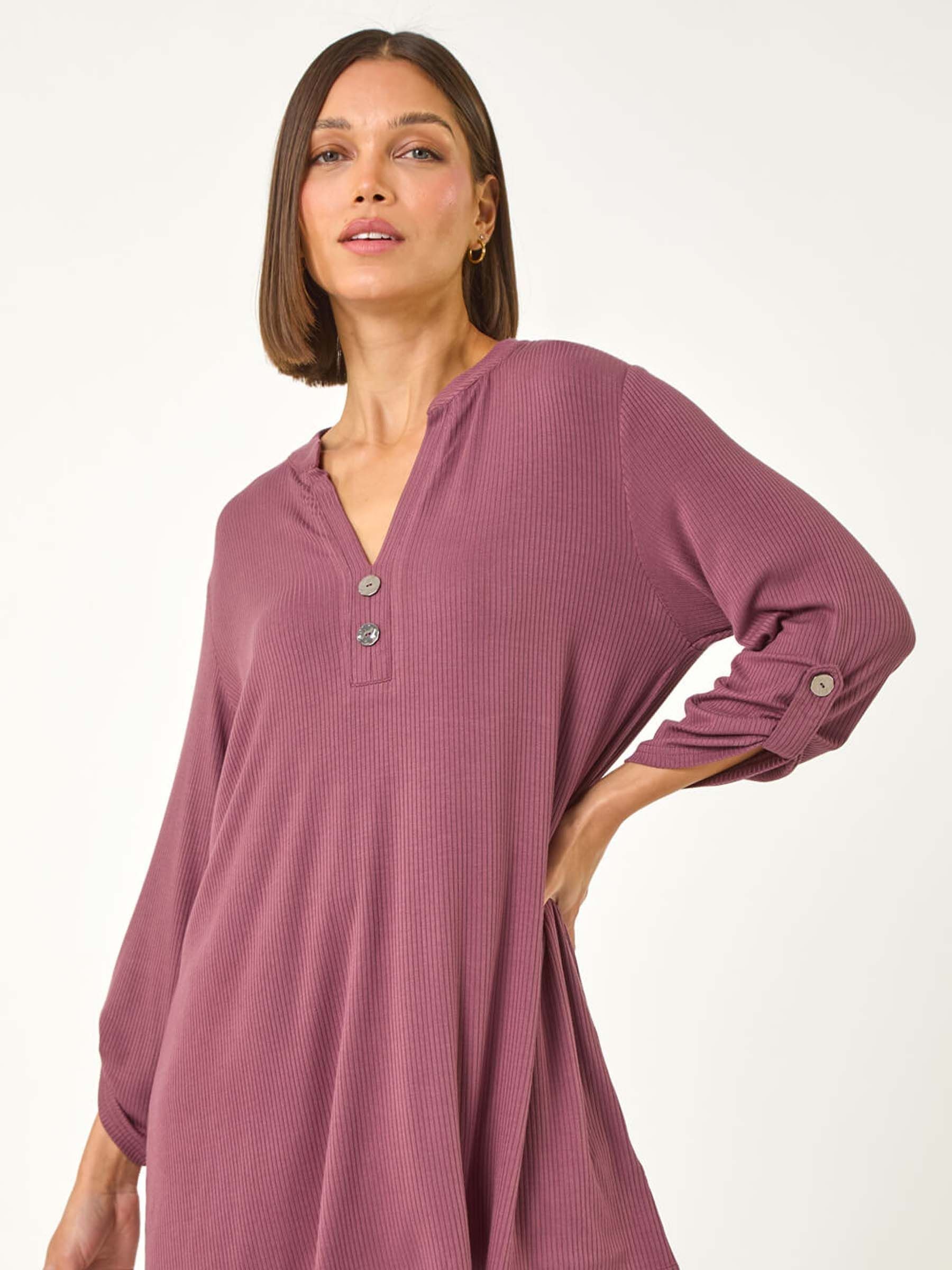 Buy Roman Pink Ribbed Buttoned Stretch Tunics from the Next UK online shop