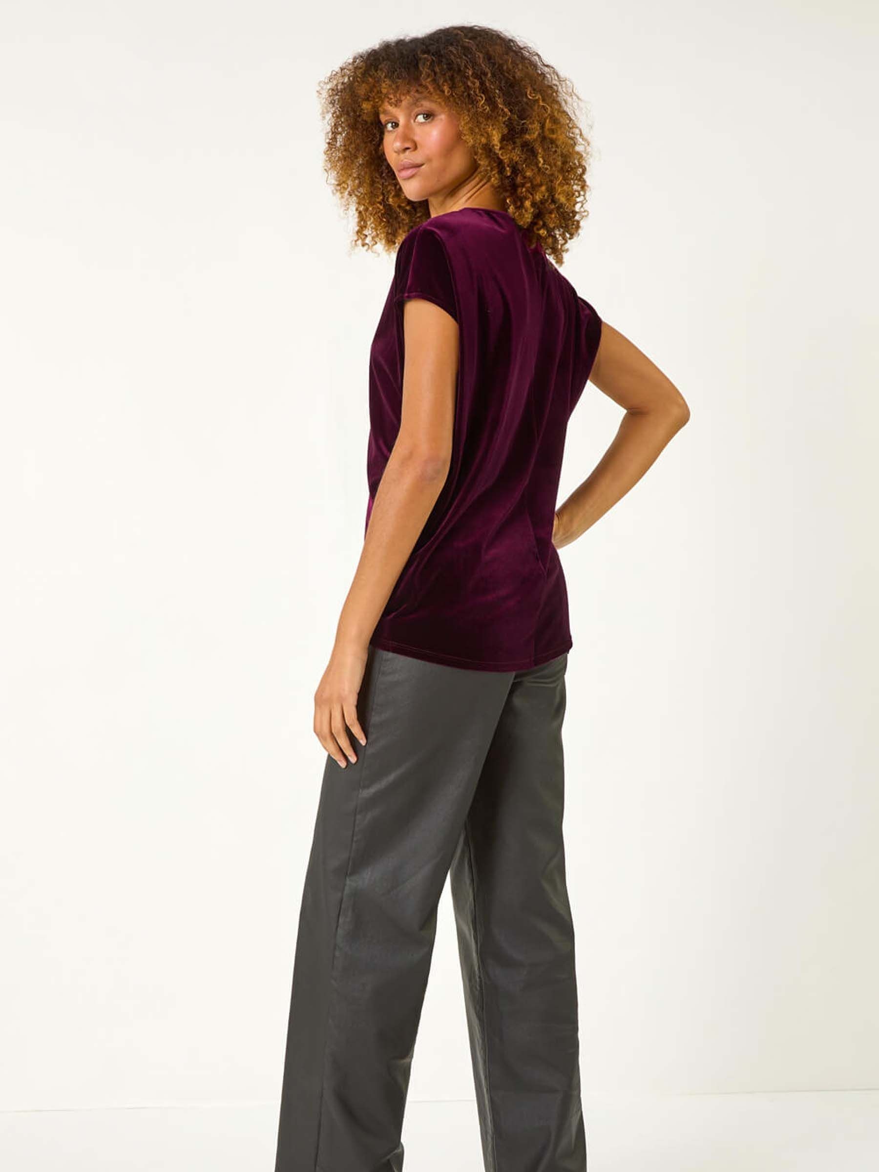 Buy Roman Red Velvet Round Neck Stretch Top from the Next UK online shop