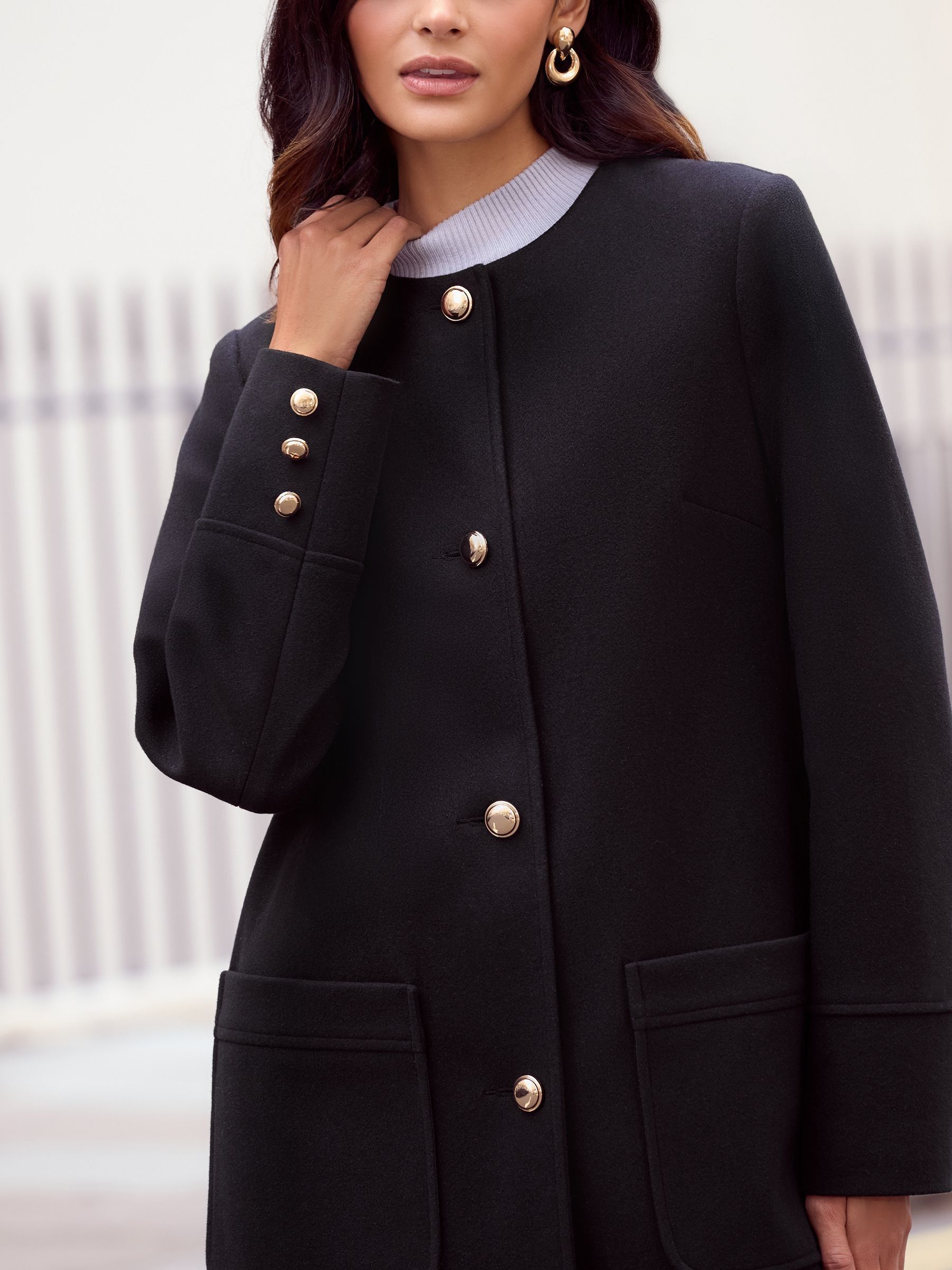 Buy Friends Like These Black Smart Button Up Midi Coat from Next Ireland