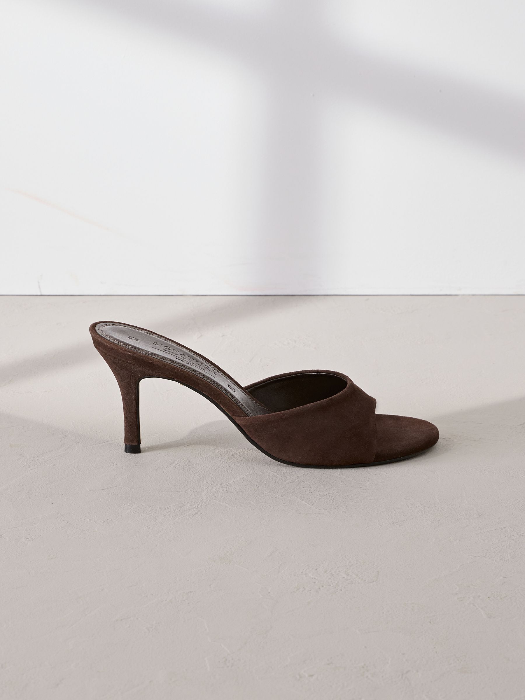 Buy Chocolate Brown Suede Signature Premium Leather Suede Open Toe ...