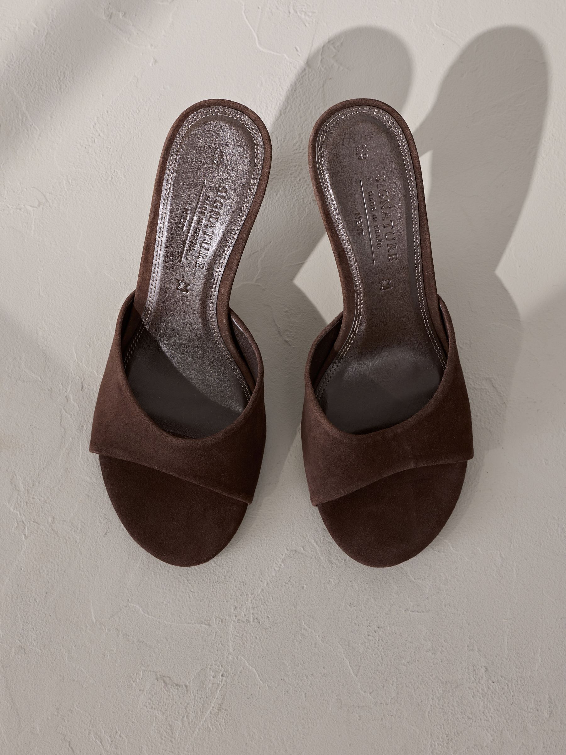 Buy Chocolate Brown Suede Signature Premium Leather Suede Open Toe ...