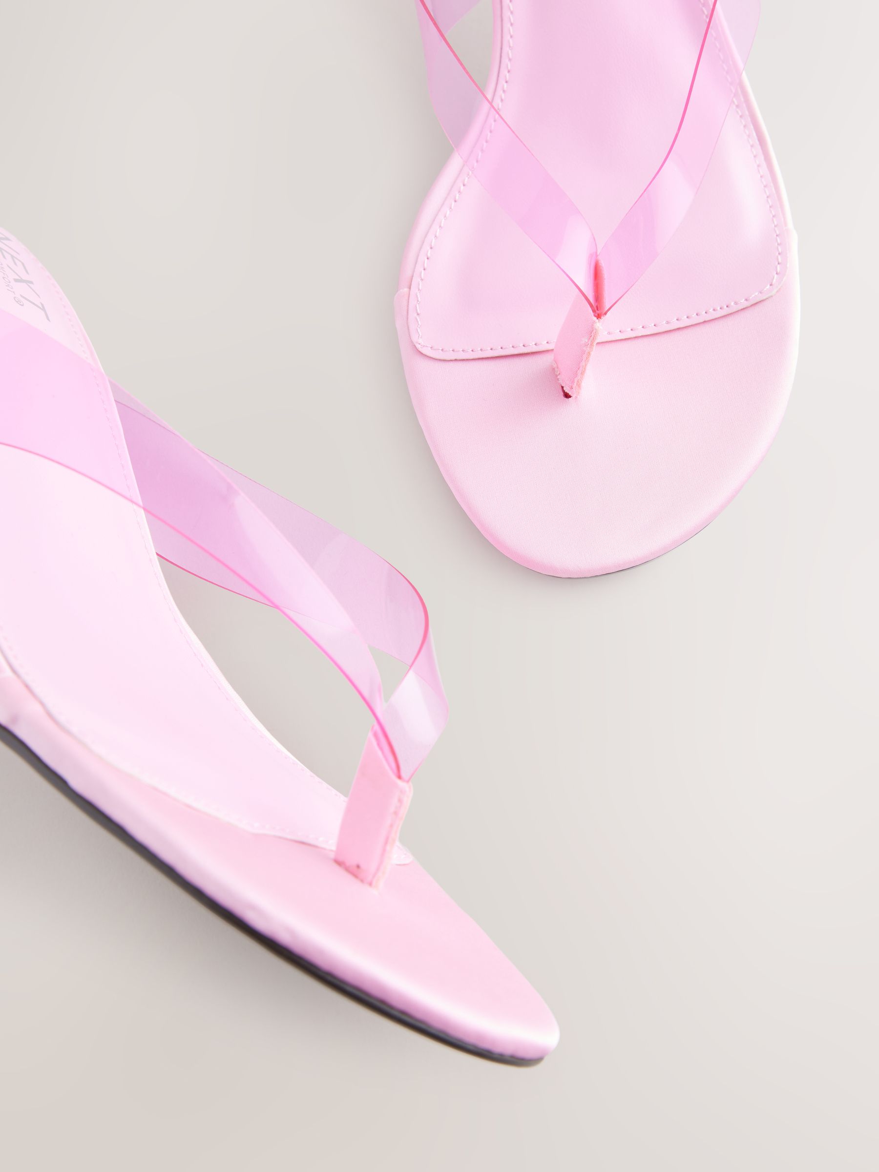 Buy Pink Forever Comfort® Round Toe Vinyl Toe Thong Kitten Mules from ...