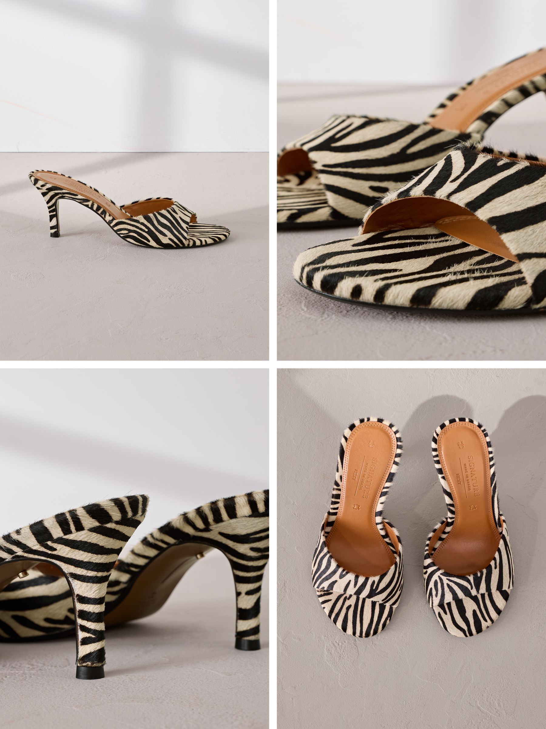 Buy Zebra Signature Premium Leather Suede Open Toe Mules from the Next ...