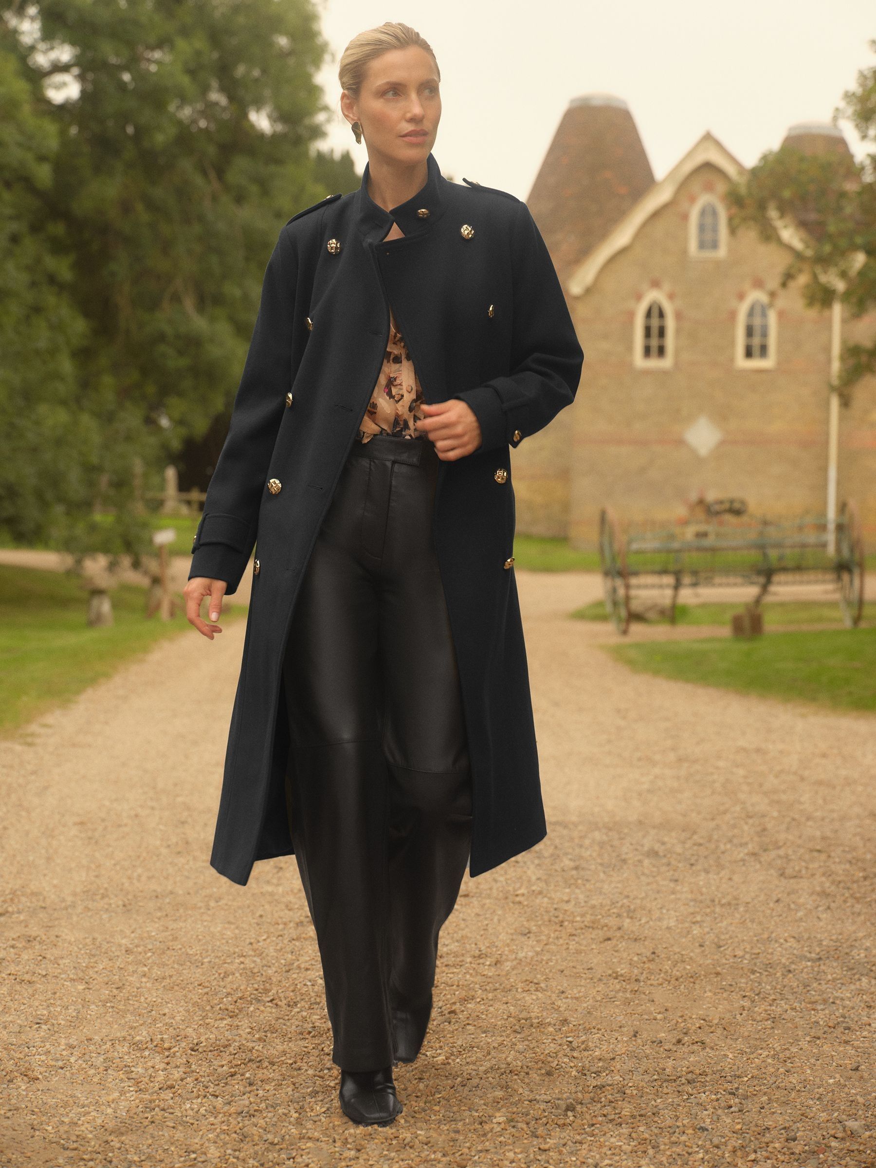 Buy Love & Roses Black Funnel Neck Wrap Coat from Next Ireland