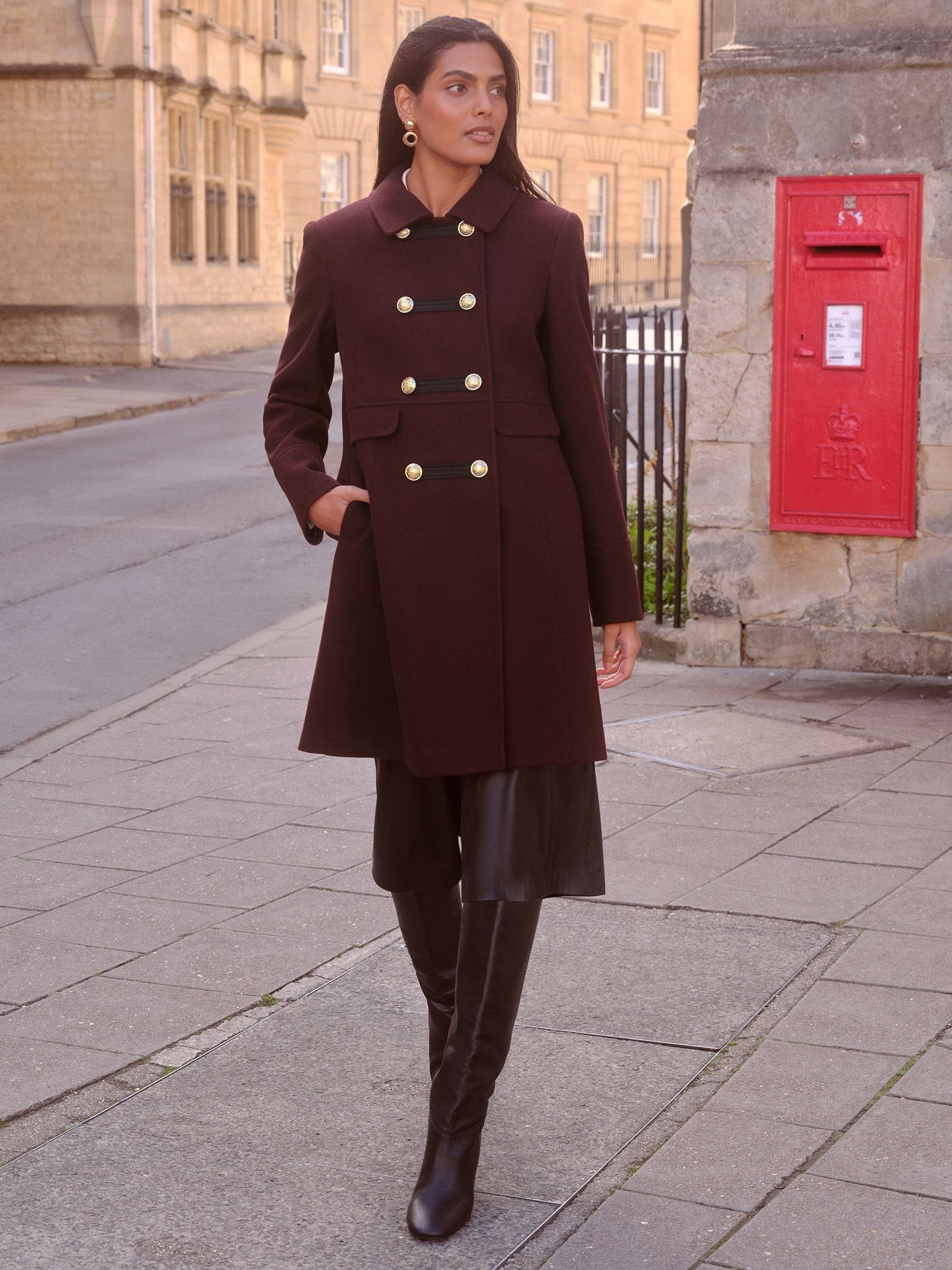 Buy Love & Roses Berry Red Military Coat from Next Malta