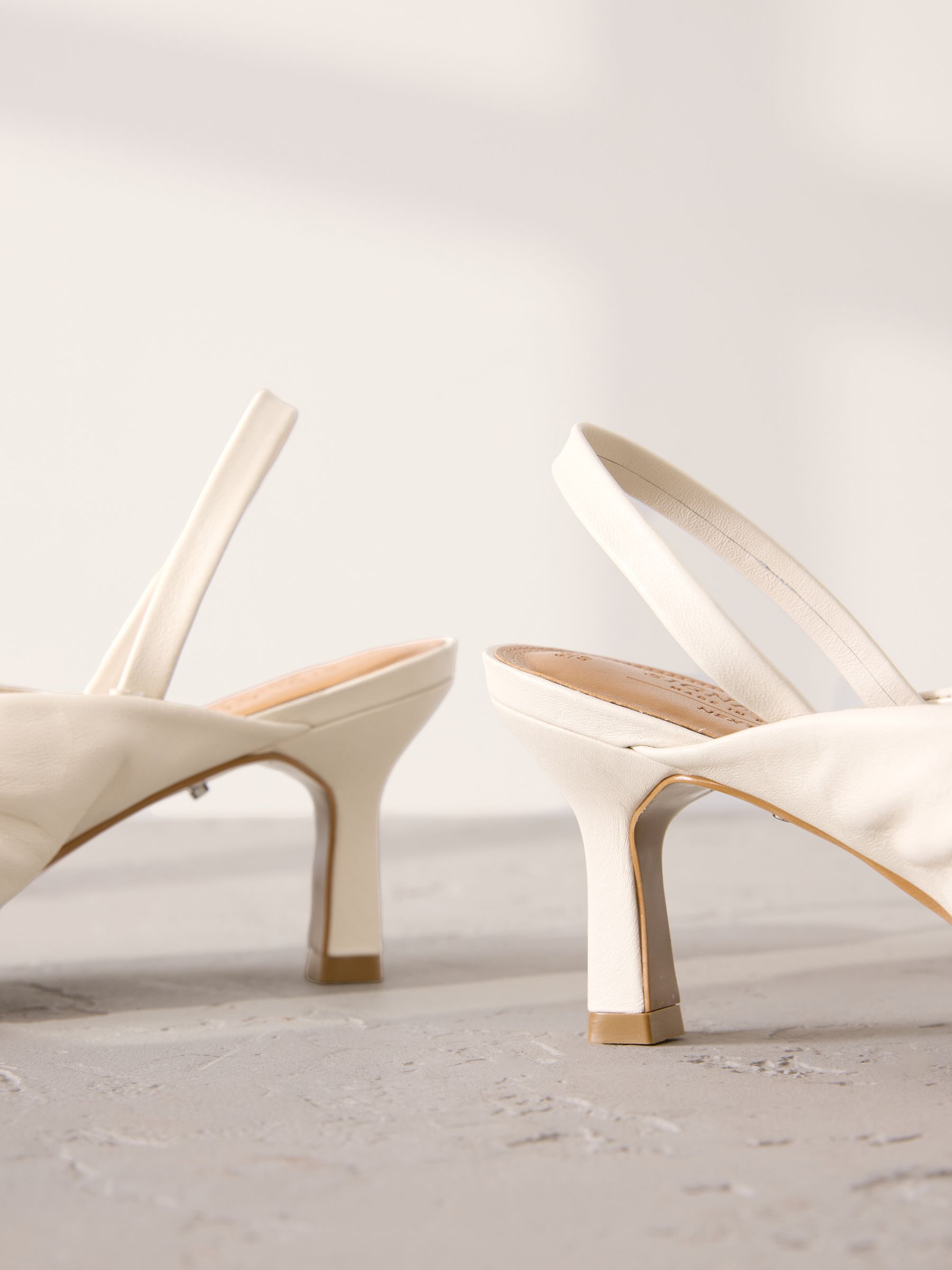 Buy White Signature Premium Leather Toe Thong Slingback Heels from the ...
