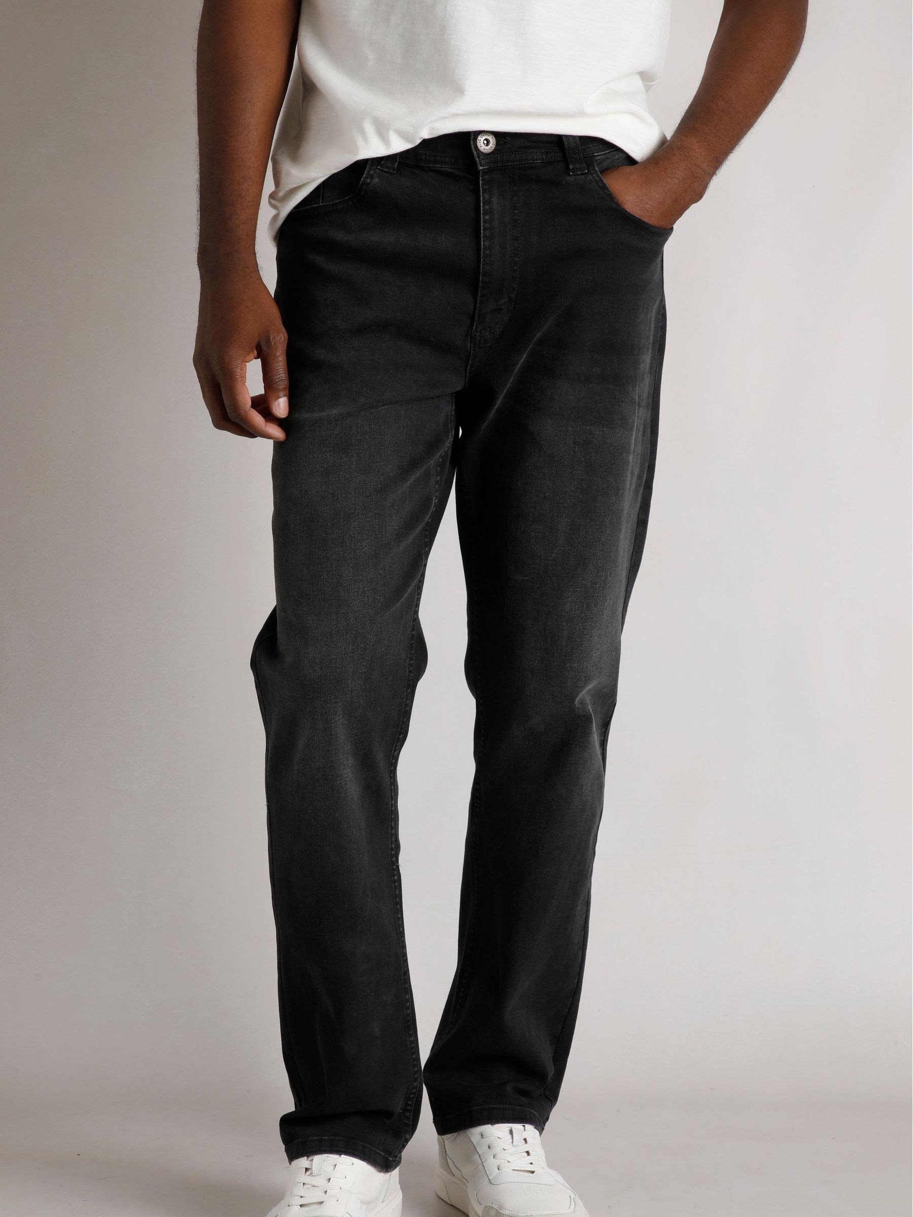 Buy Weird Fish Black Edward Straight Comfort Stretch Denim Jeans from ...