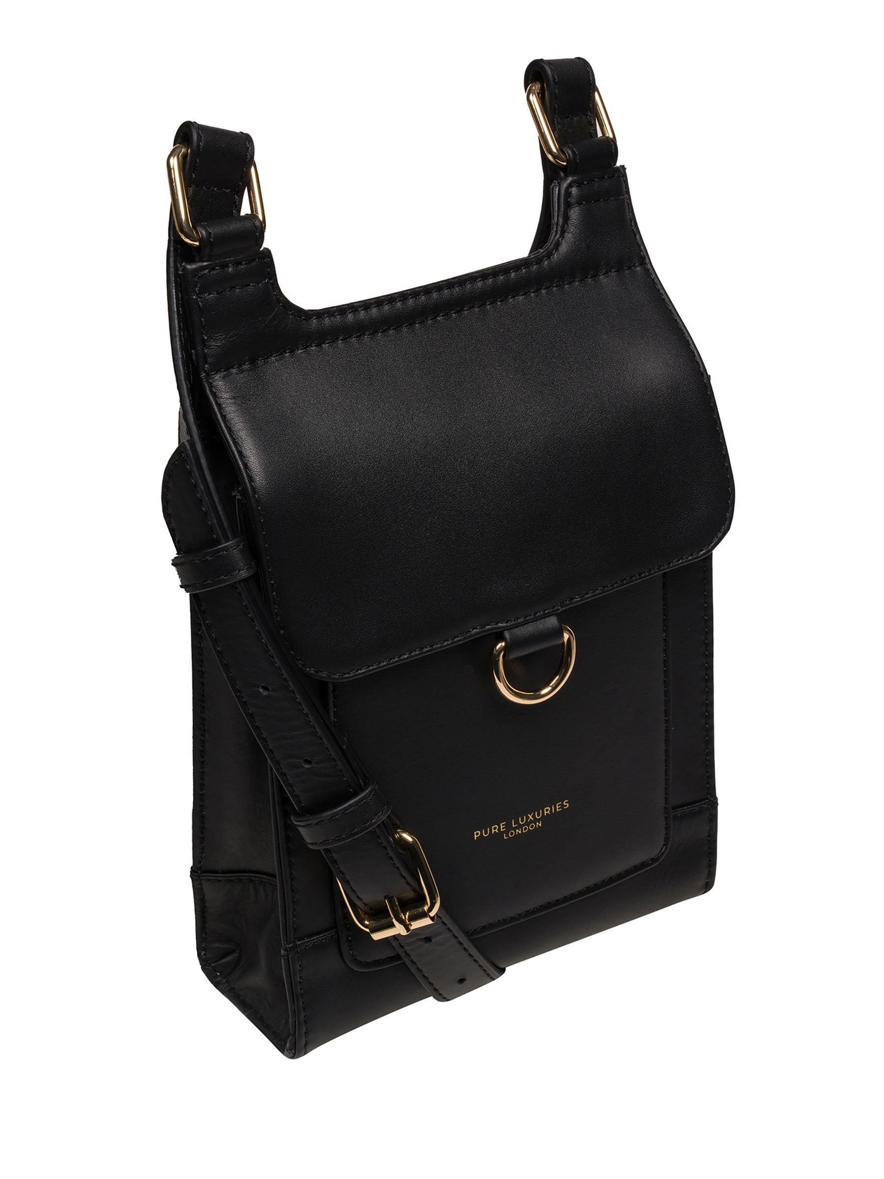 Buy Pure Luxuries London Black Erma Leather Cross-Body Bag from the ...