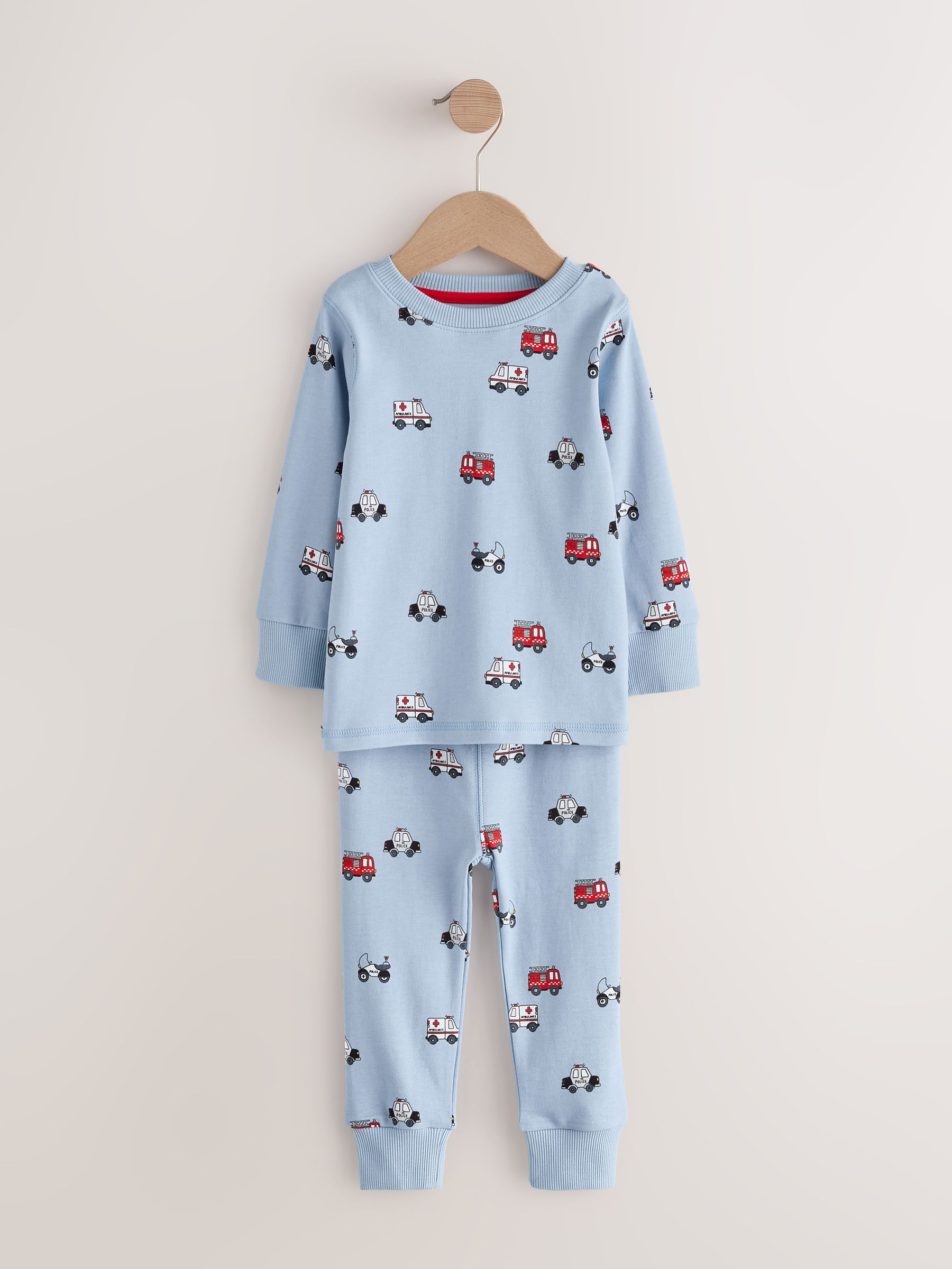 Buy Dark Red/Blue Emergency Vehicle Mini Snuggle Pyjamas 3 Pack (9mths ...