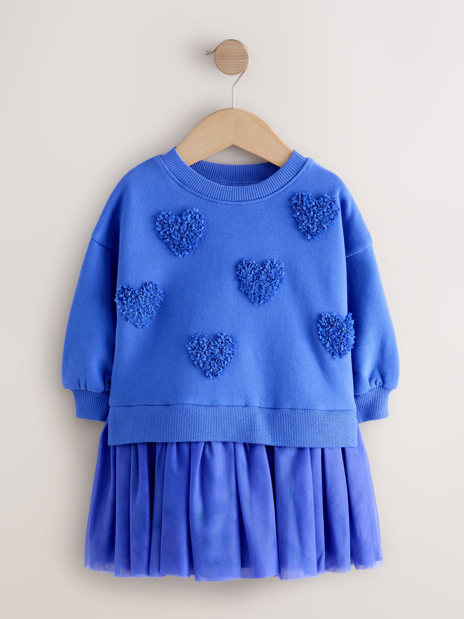 Buy Blue Hearts Sweat Party Dress (3mths-7yrs) from Next USA