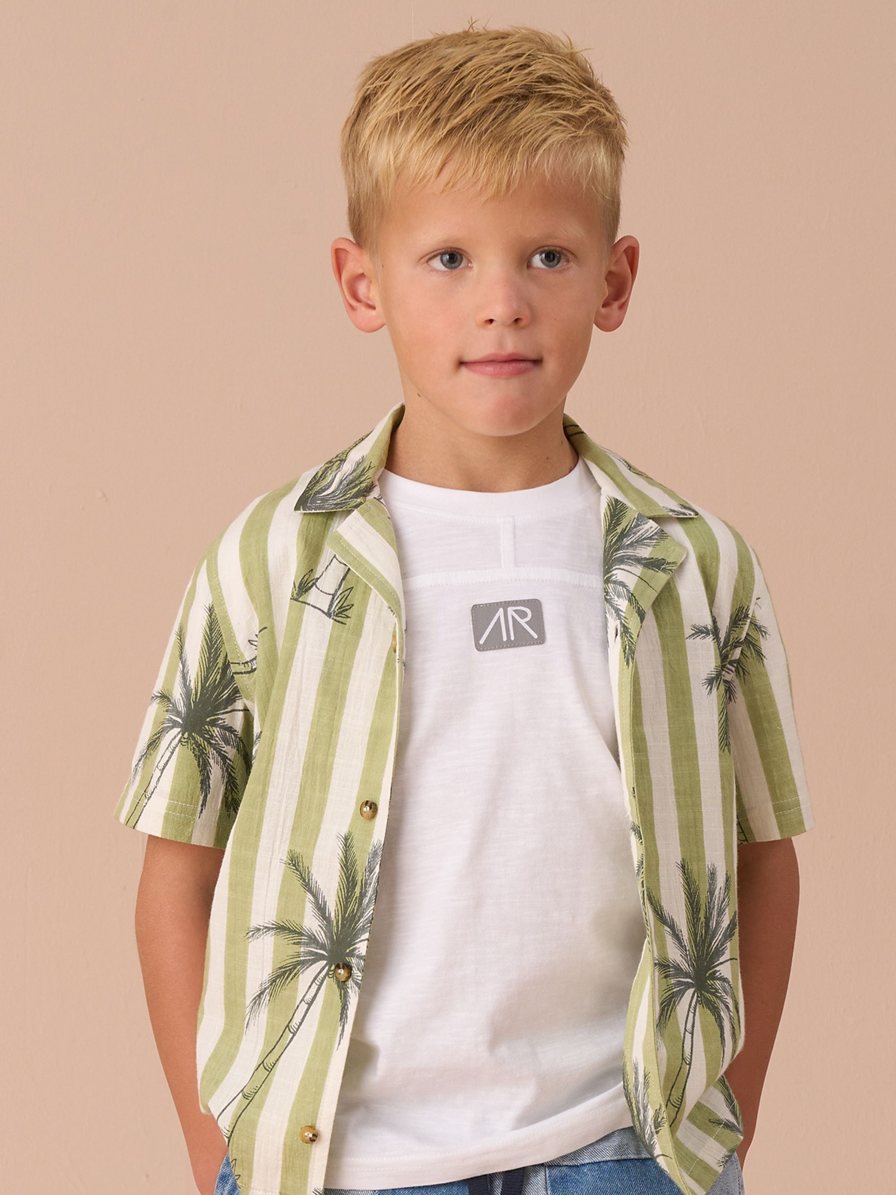 Buy Angel & Rocket Green Jamie Palm Print Resort 100% Cotton Shirt from ...
