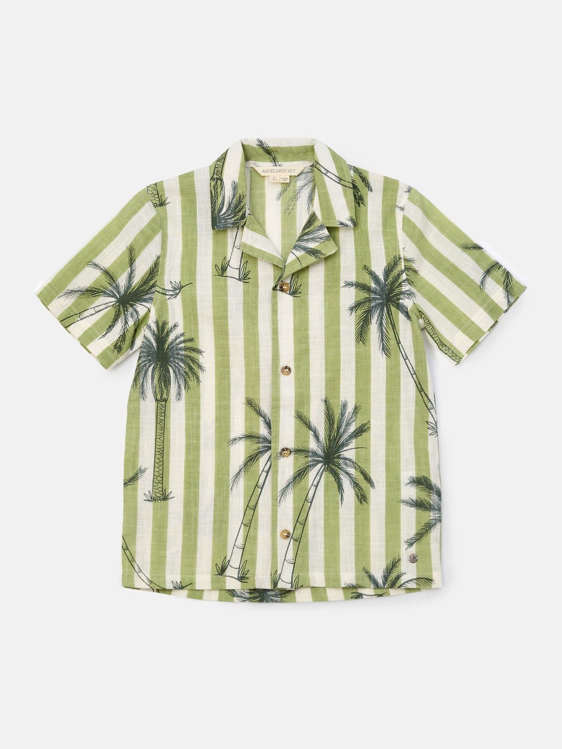 Buy Angel & Rocket Green Jamie Palm Print Resort 100% Cotton Shirt from ...