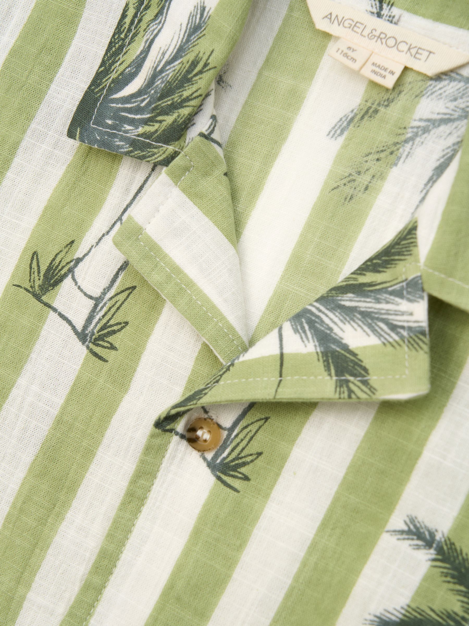 Buy Angel & Rocket Green Jamie Palm Print Resort 100% Cotton Shirt from ...